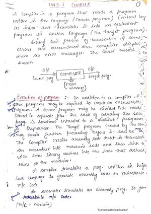 Unit 2 (Parsing, Top Down Parsing) - Compiler Design - Studocu