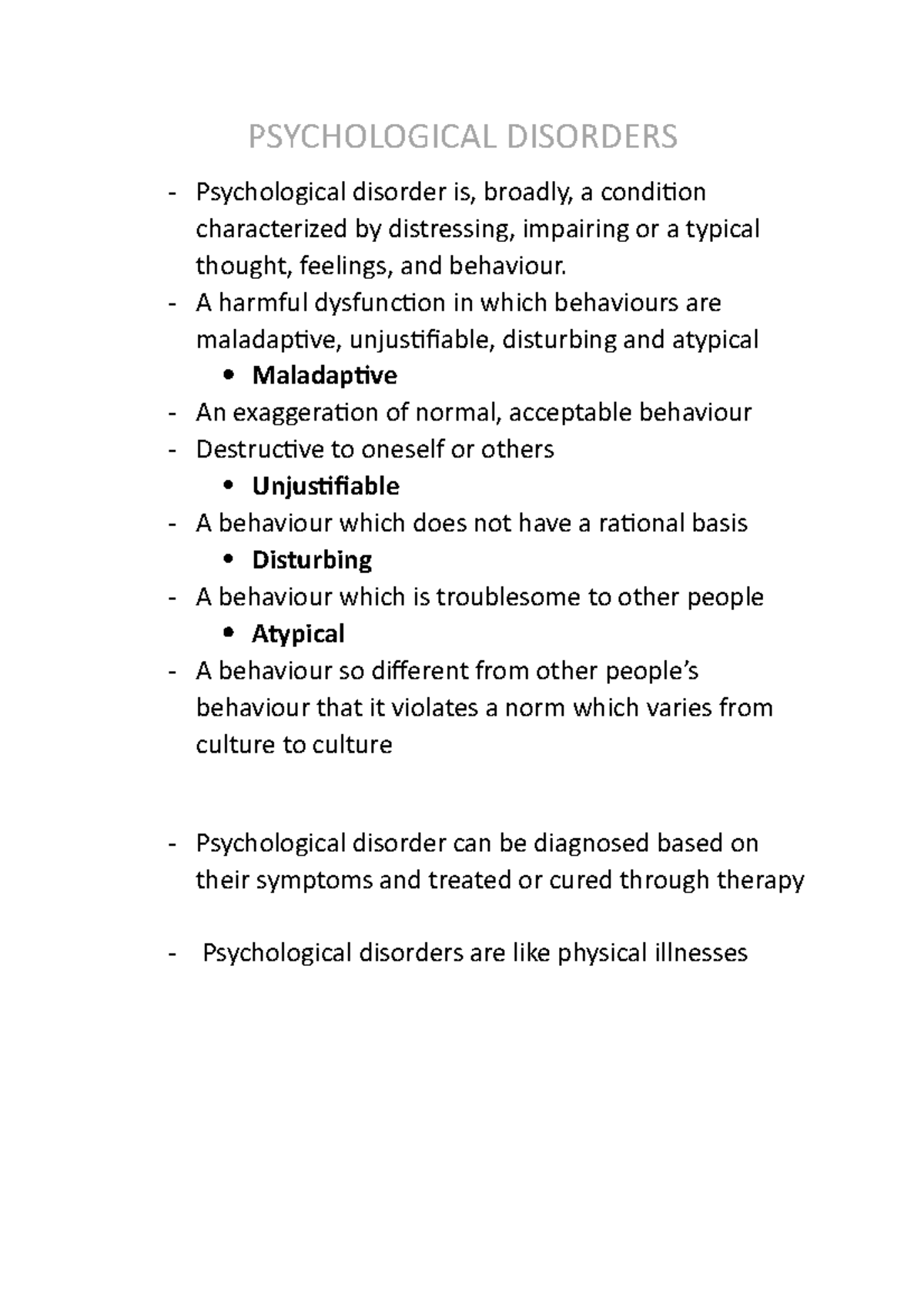 Psychological Disorders - PSYCHOLOGICAL DISORDERS Psychological ...
