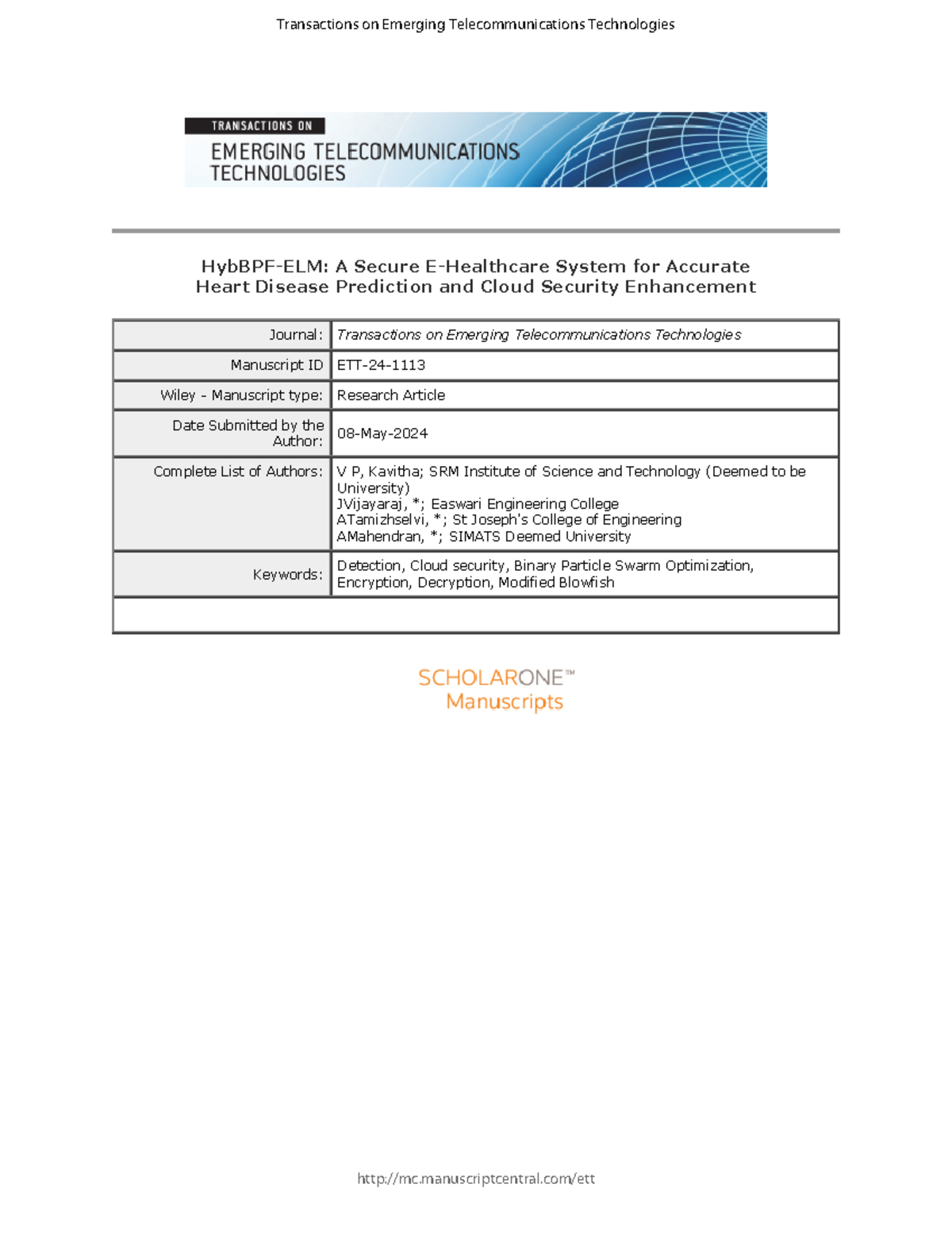 Transaction on Emerging Telecommunications technolgies - For Peer ...