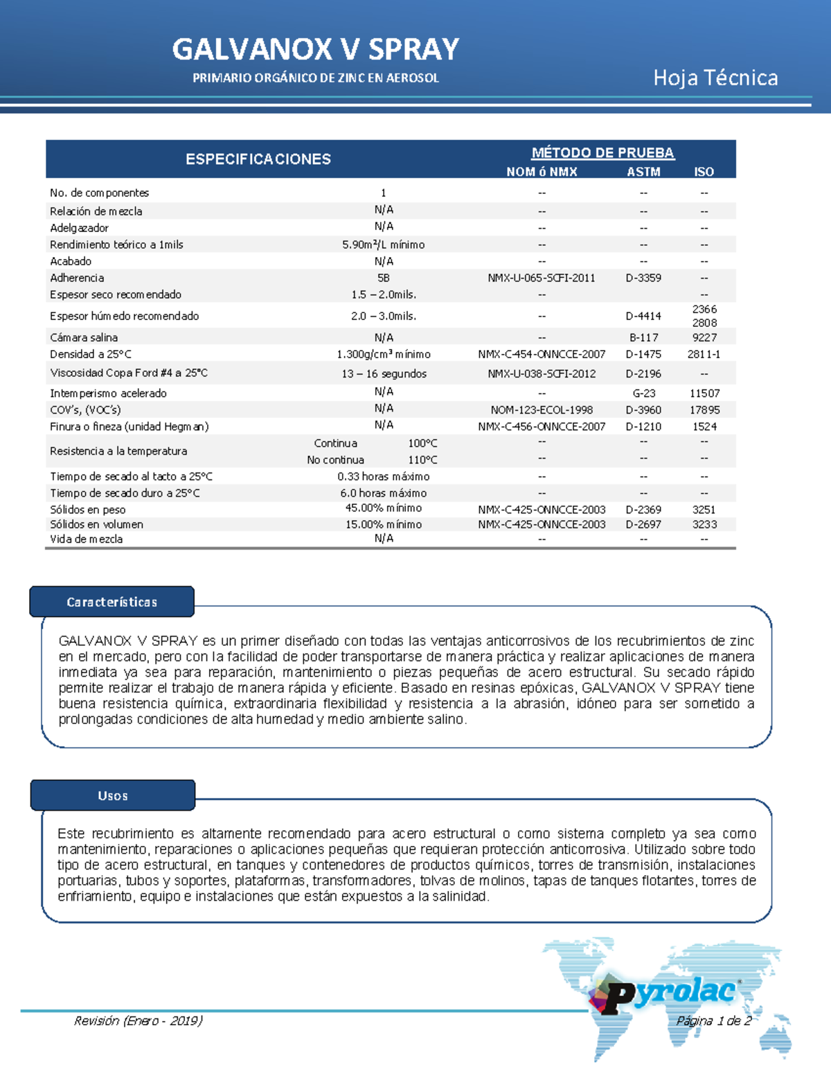 Galvanox V Spray 11012019 - Revisión (Enero - 2019) Página 1 de 2 Hoja ...