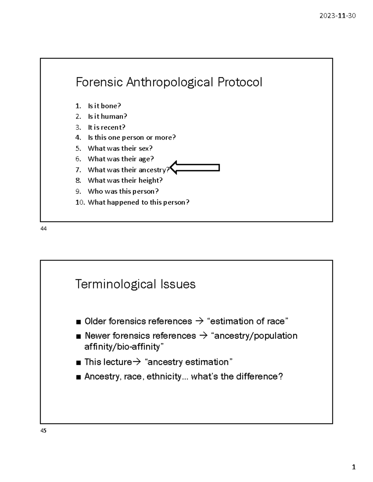 1aa3 8 forensics 2 - lecture slides - Forensic Anthropological Protocol ...