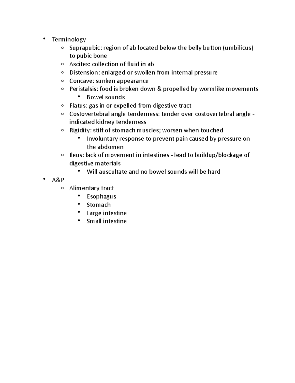 Abdomen - Terminology o Suprapubic: region of ab located below the ...