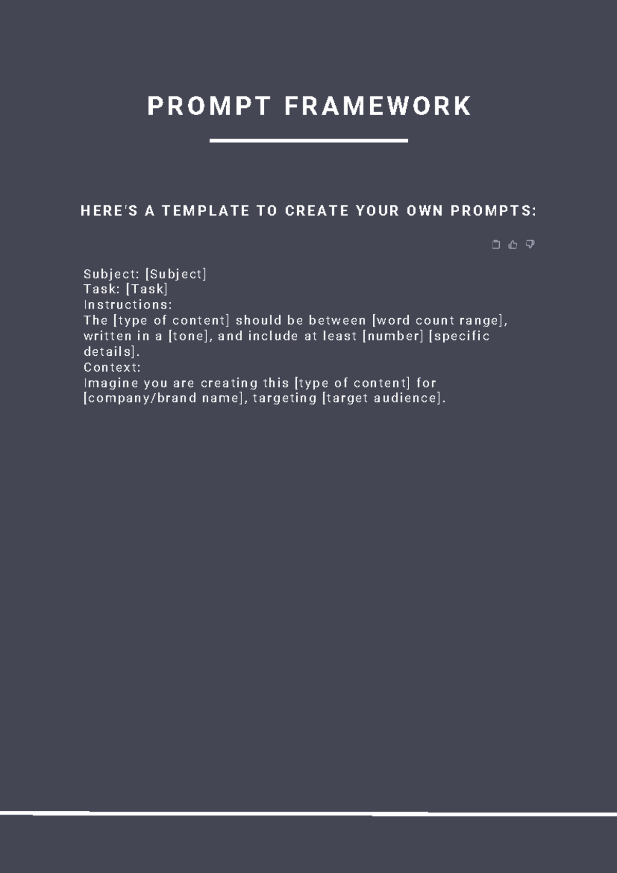 Prompt+Framework+Chat GPT - P R O M P T F R A M E W O R K S u b j e c t ...