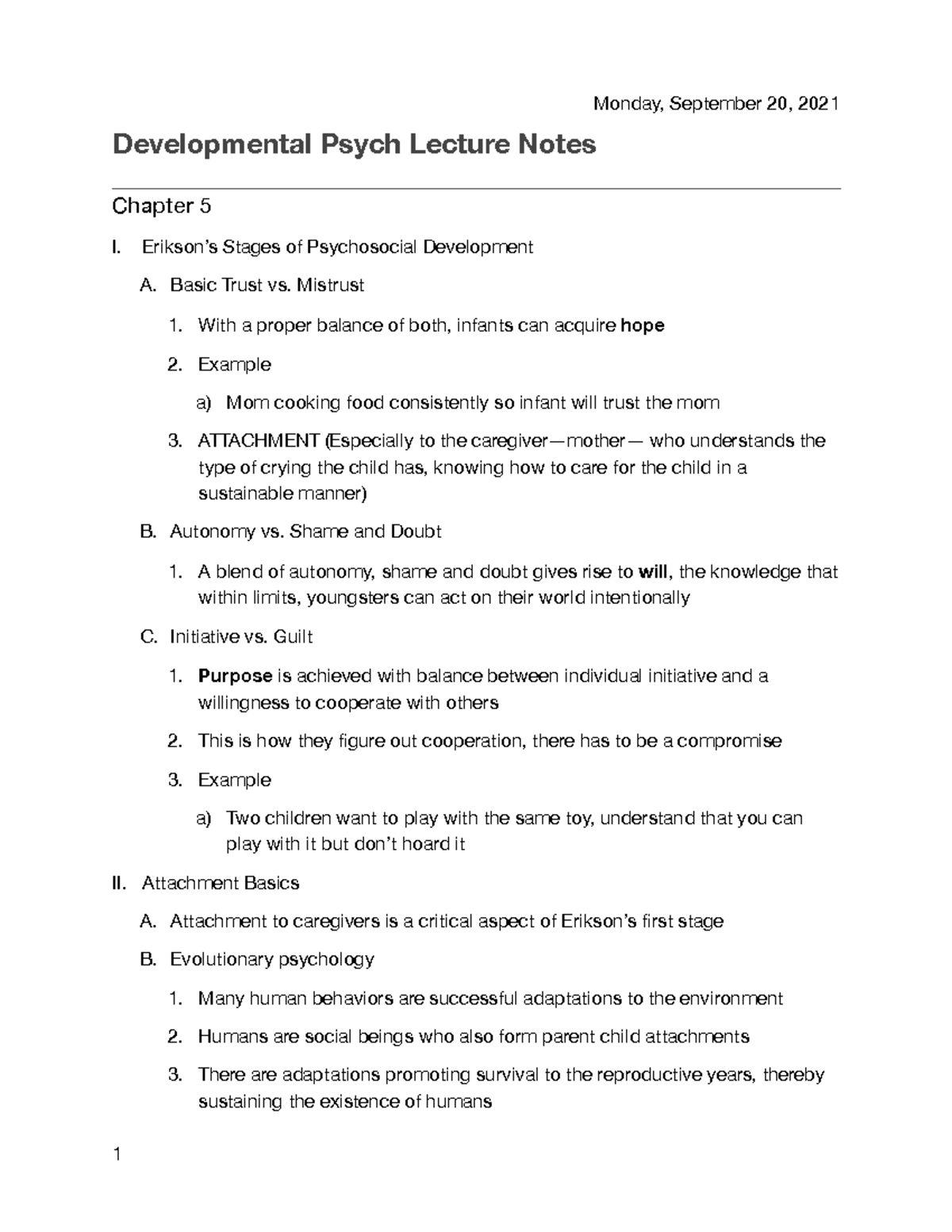 Dev Psyc Lecture 5 Notes Developmental Psych Lecture Notes Chapter 5