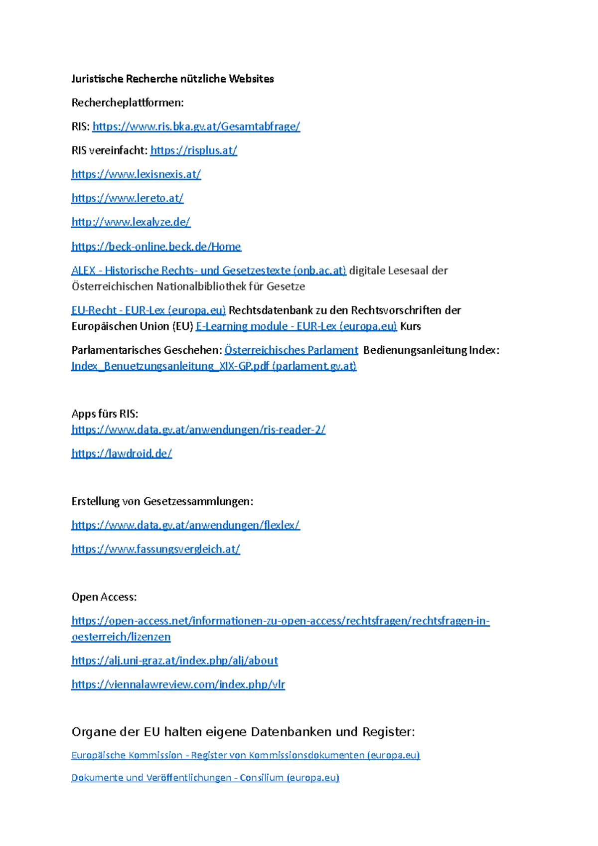 Juristische Recherche nützliche Websites - Juristische Recherche ... Juristische Recherche nützliche Websites - Juristische Recherche ...