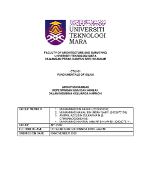 STA 104 Assigment - Assignment - PROGRAM OF SURVEYING SCIENCE & GEOMATICS DEPARTMENT OF BUILT ...