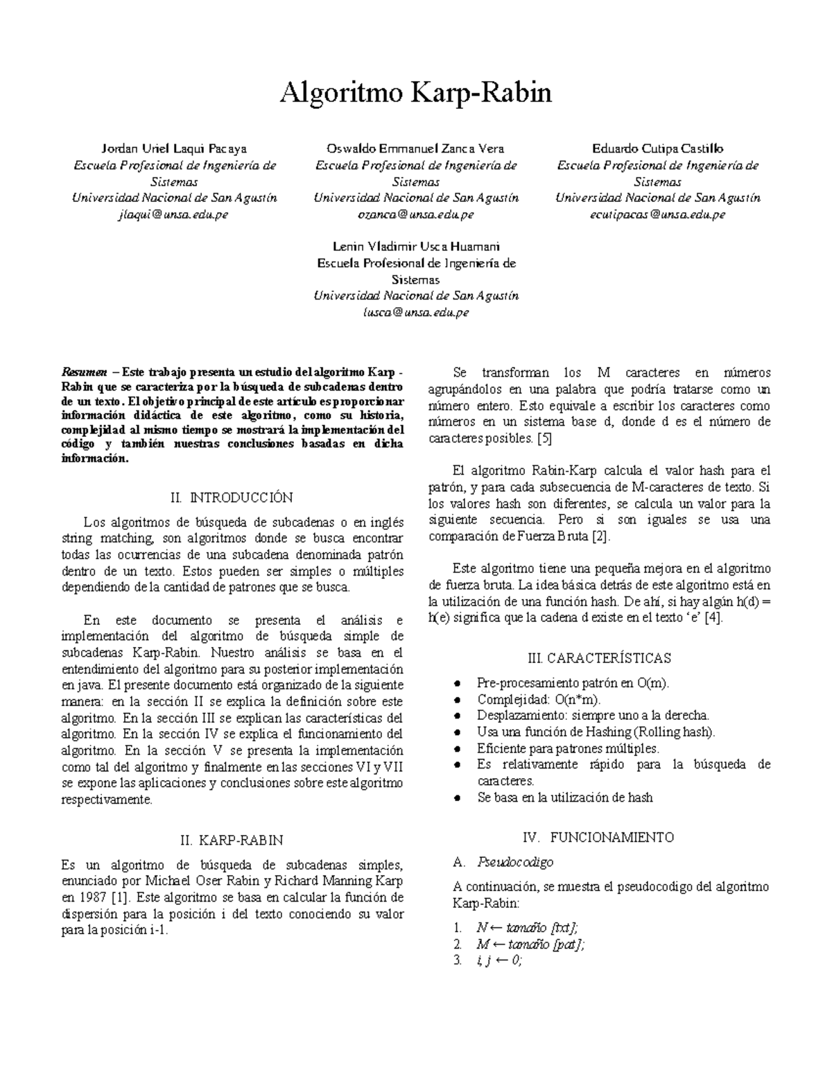 Grupo 3 - Trabajo de Investigacion, Algortimo Rabin -Karp - Algoritmo ...