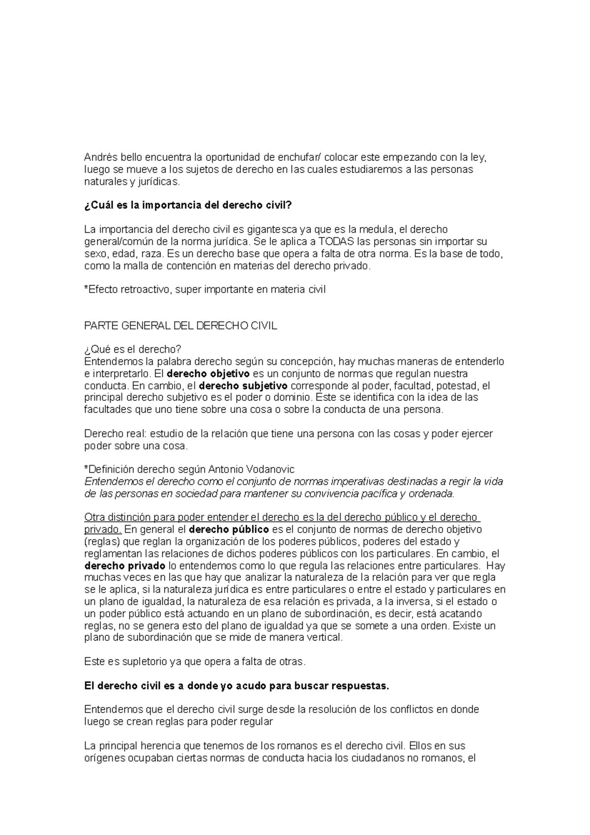 Teoria de la ley y sujetos de derecho - Andrés bello encuentra la oportunidad de enchufar ...
