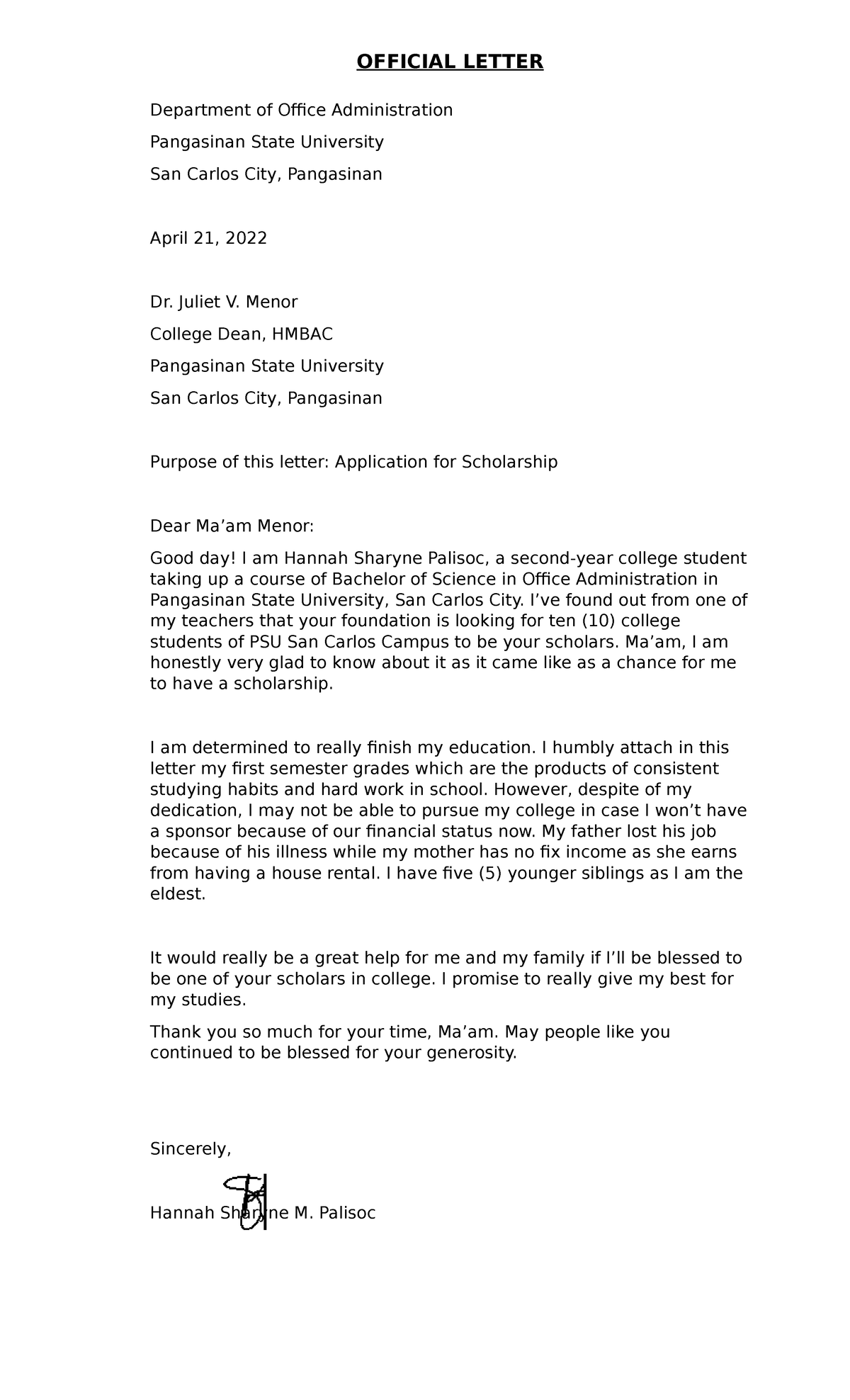 Official Letter - OFFICIAL LETTER Department of Office Administration ...