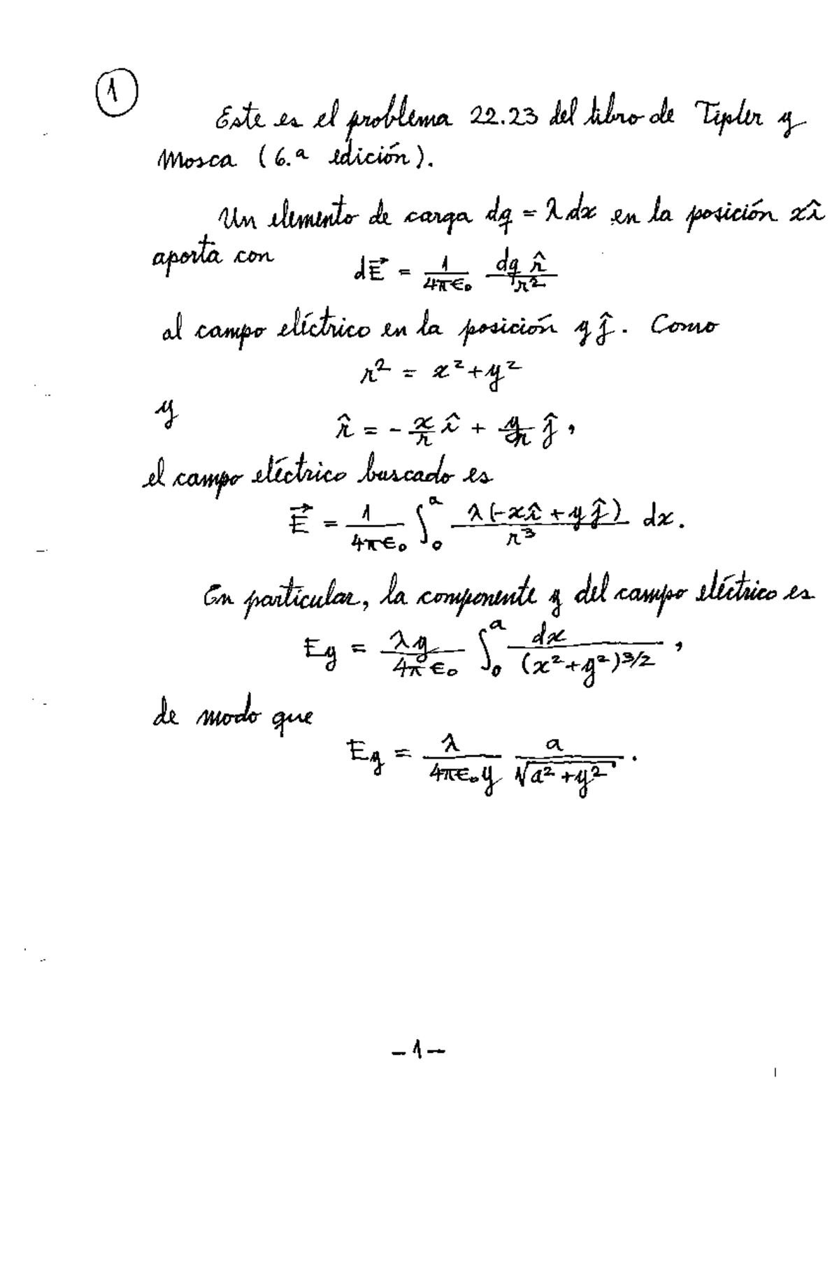 Taller 1 solucion - 1 Este is el problema 22 del libro de Tipler y ...