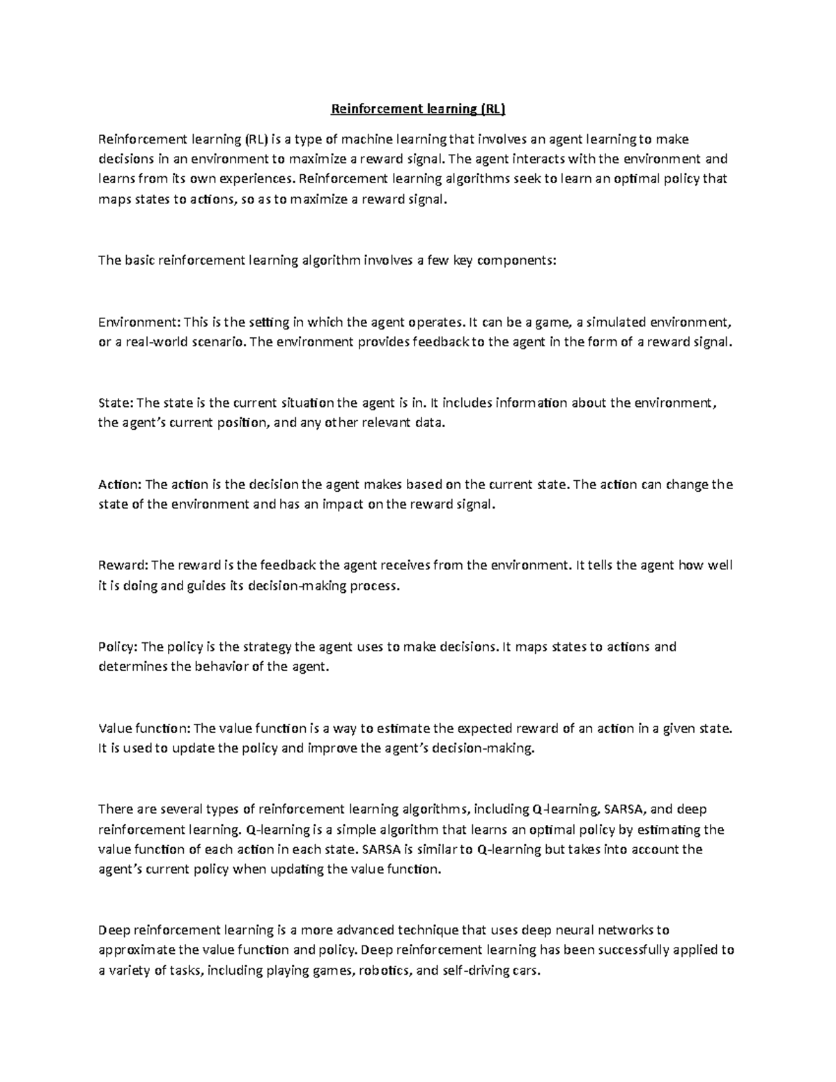 Reinforcement learning (RL) - The agent interacts with the environment and learns from its own ...