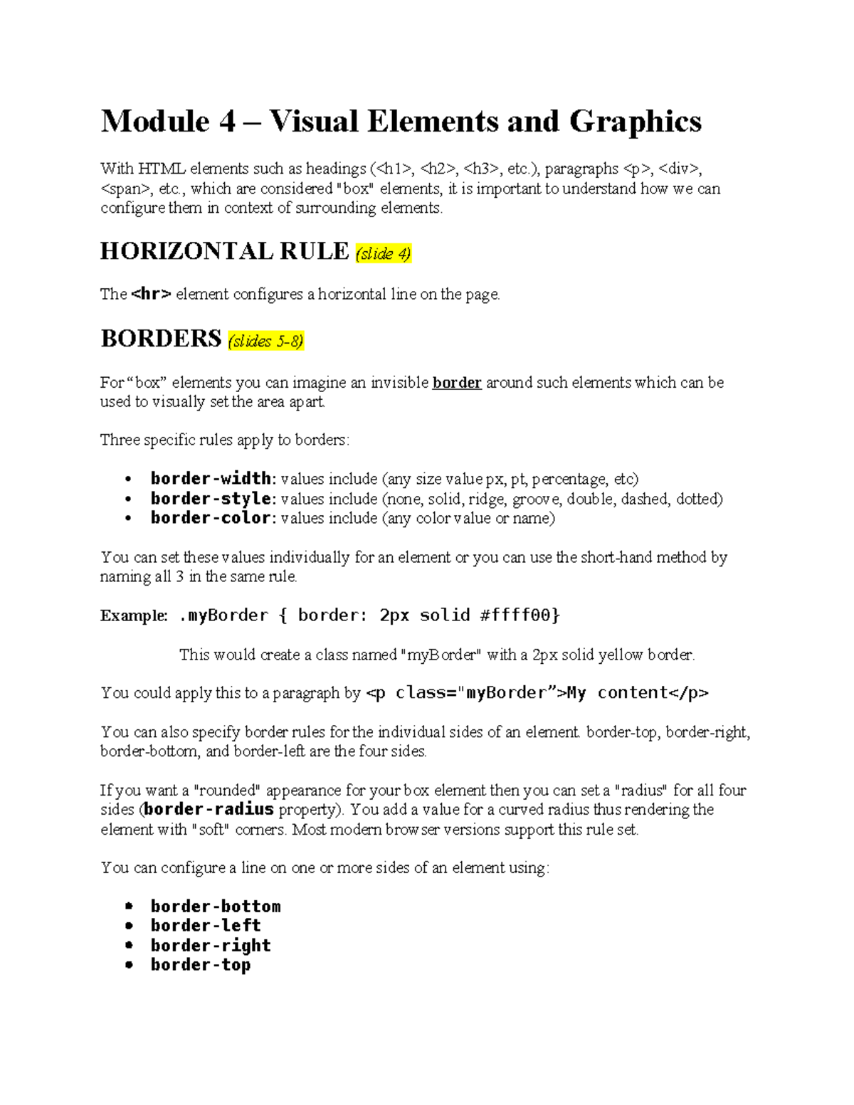 Module 4 Lecture Notes - Module 4 – Visual Elements and Graphics With ...