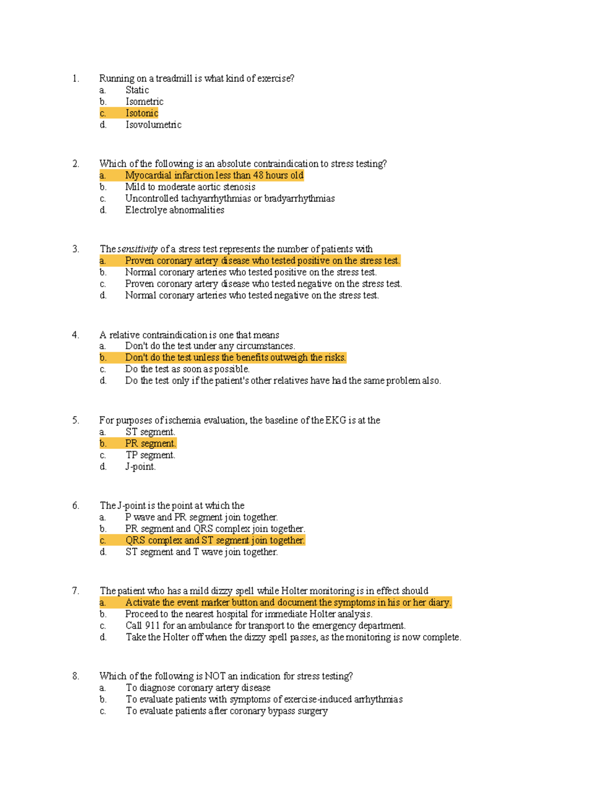 55057 - medical assistant test - Running on a treadmill is what kind of ...
