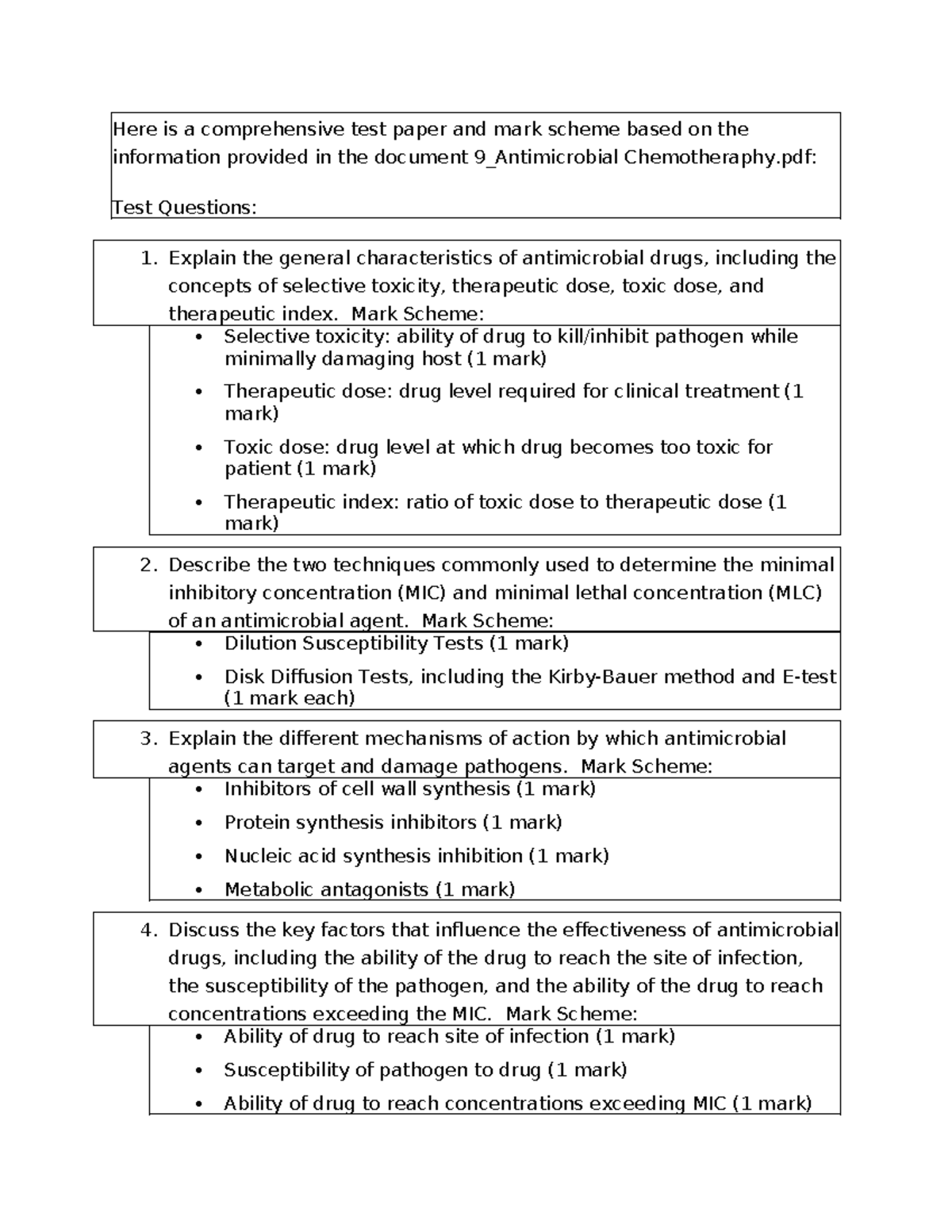 Antimicrobial Chemotherapy Test paper - Here is a comprehensive test ...