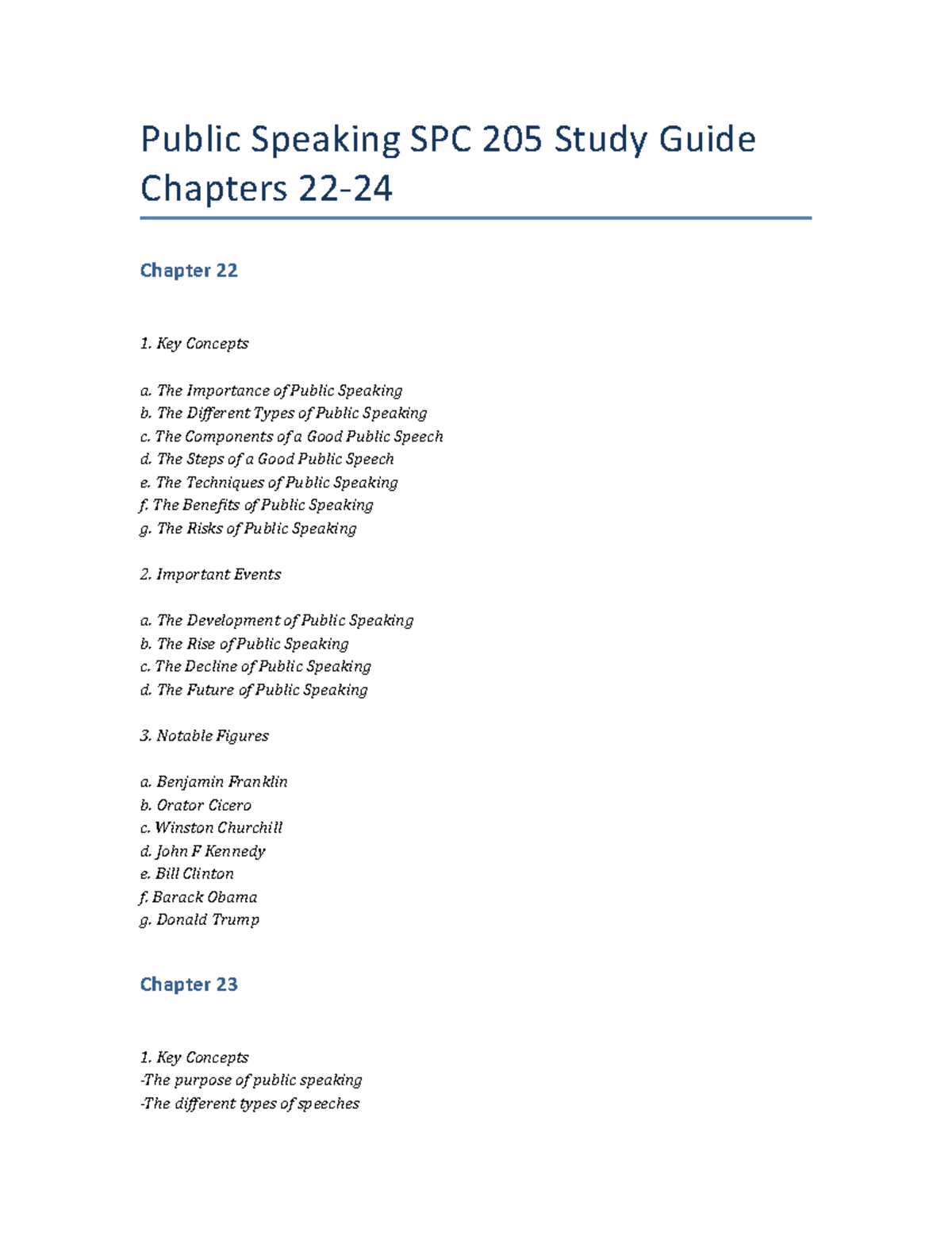 Public Speaking SPC 205 Study Guide Chapters 22-24 - Public Speaking ...