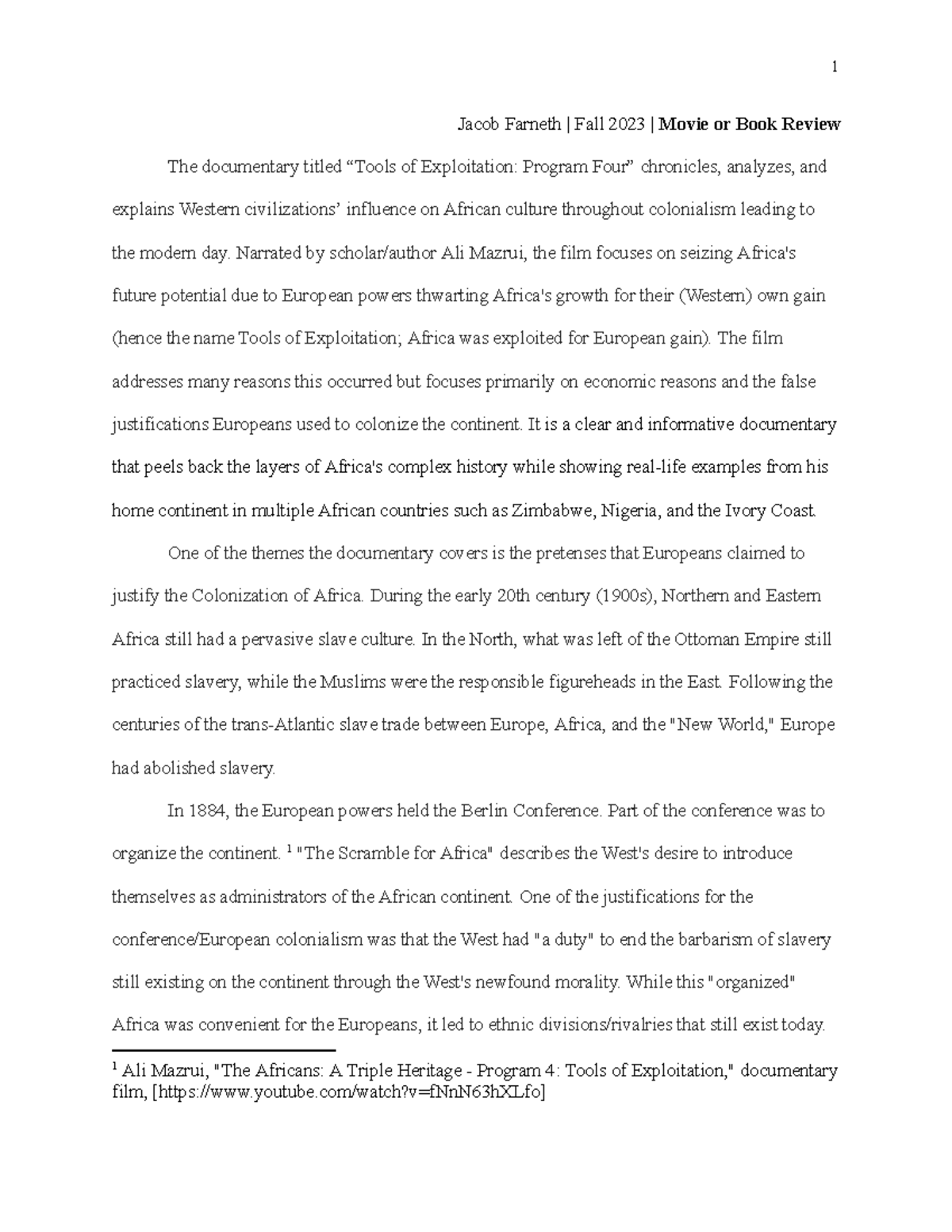 Movie or Book Review Final - Jacob Farneth | Fall 2023 | Movie or Book ...