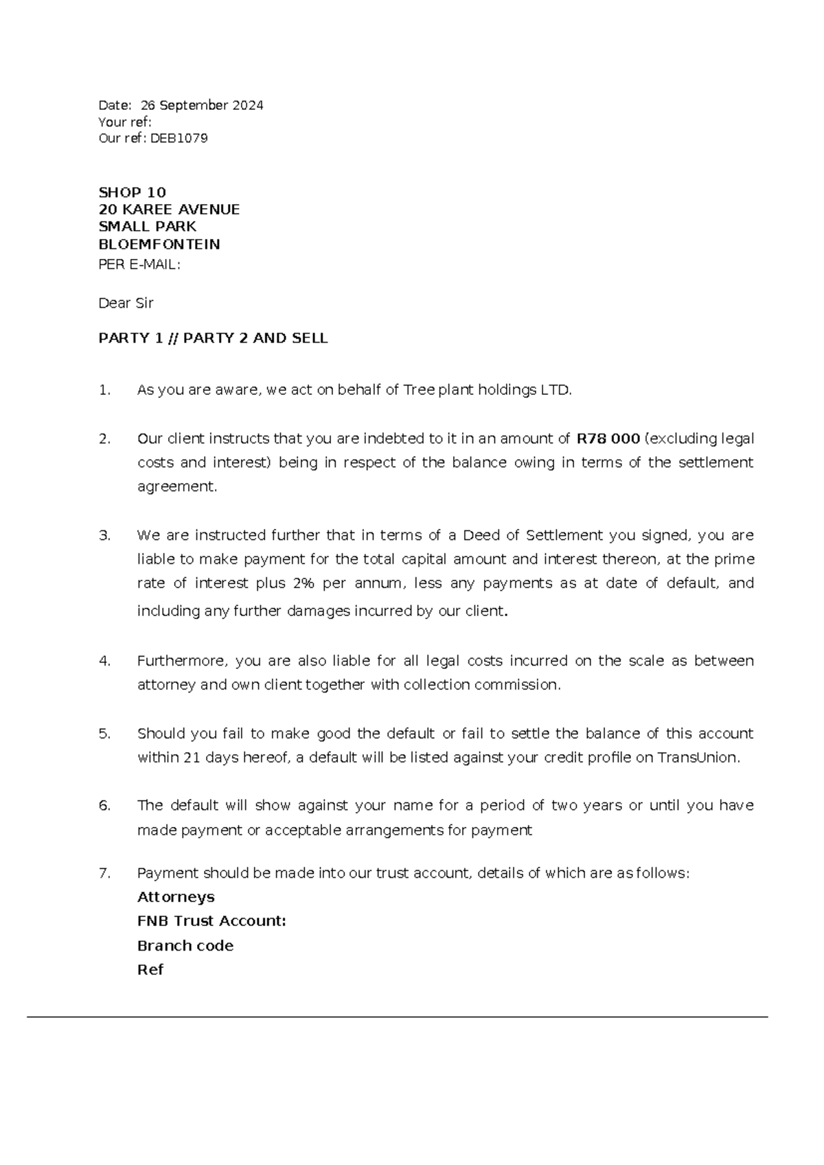 Assignment 1 Blacklisting warning notice - Date: 26 September 2024 Your ...