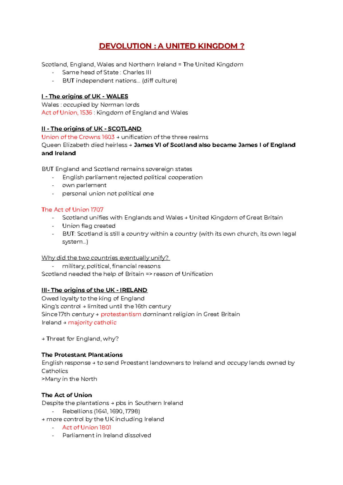 Lecture 4 - notes de cours - DEVOLUTION : A UNITED KINGDOM? Scotland ...