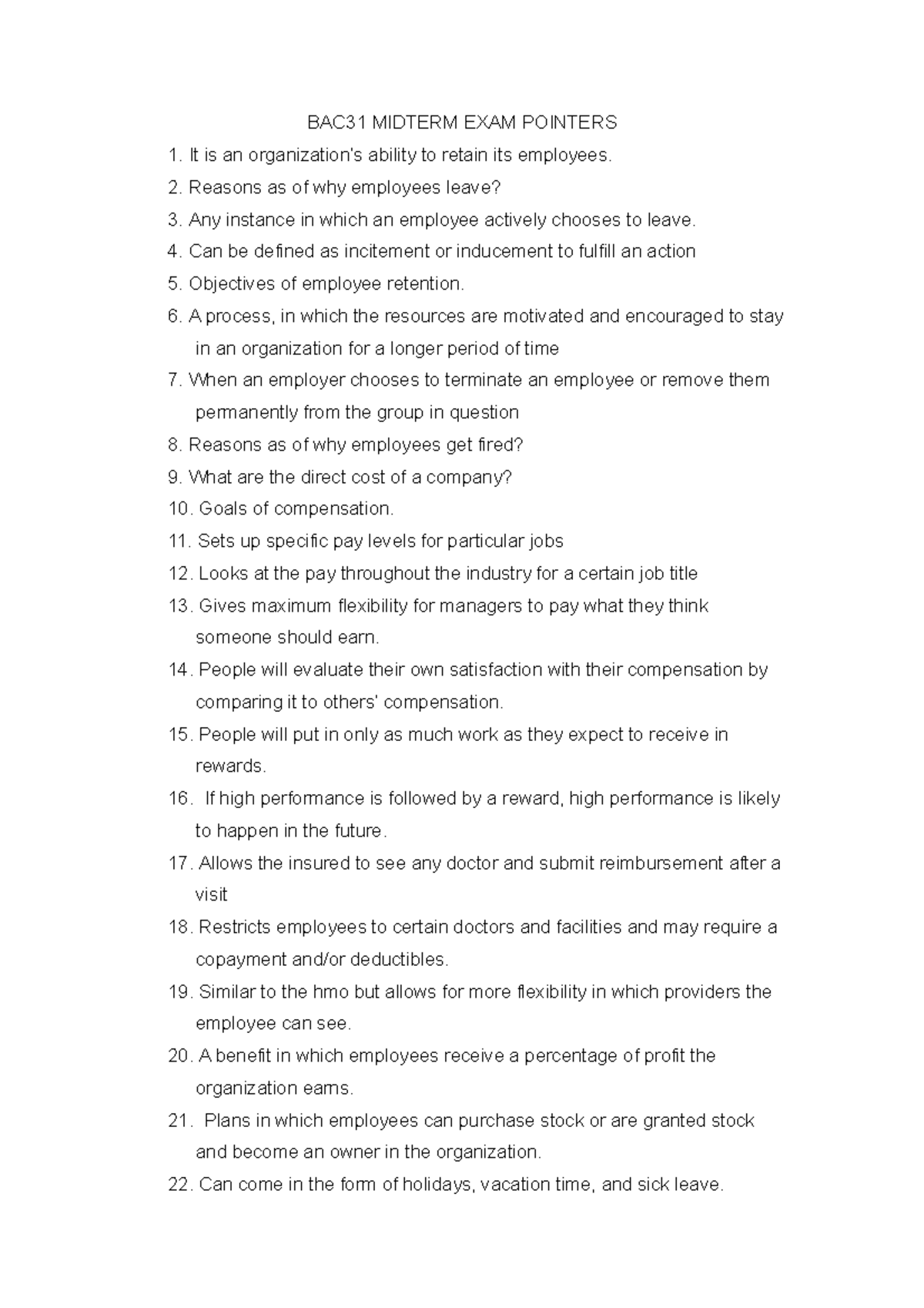 BAC 31 Pointers - BAC31 MIDTERM EXAM POINTERS It is an organization’s ...