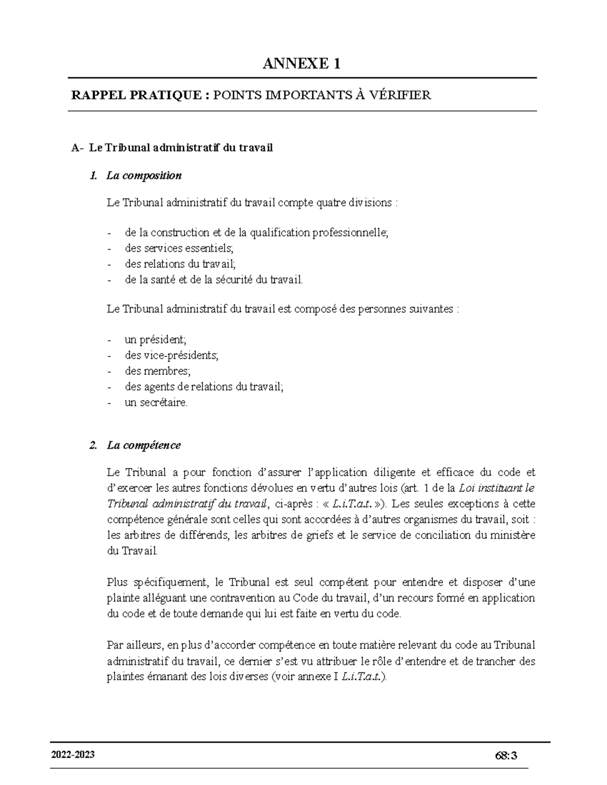 Annexe 1- Rappel pratique - ANNEXE 1 RAPPEL PRATIQUE : POINTS ...