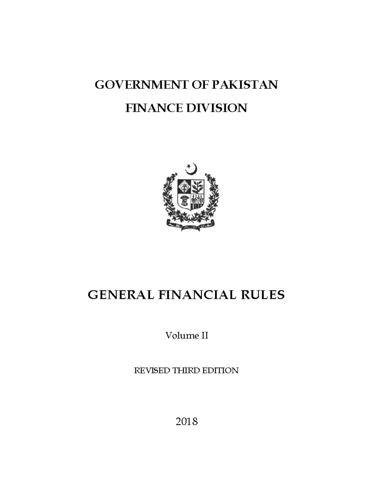 General financial rules - GOVERNMENT OF PAKISTAN FINANCE DIVISION ...