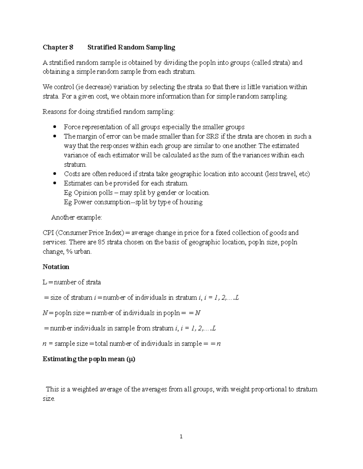 Chapter 5 Stratified Random Sampling completed - Chapter 8 Stratified ...