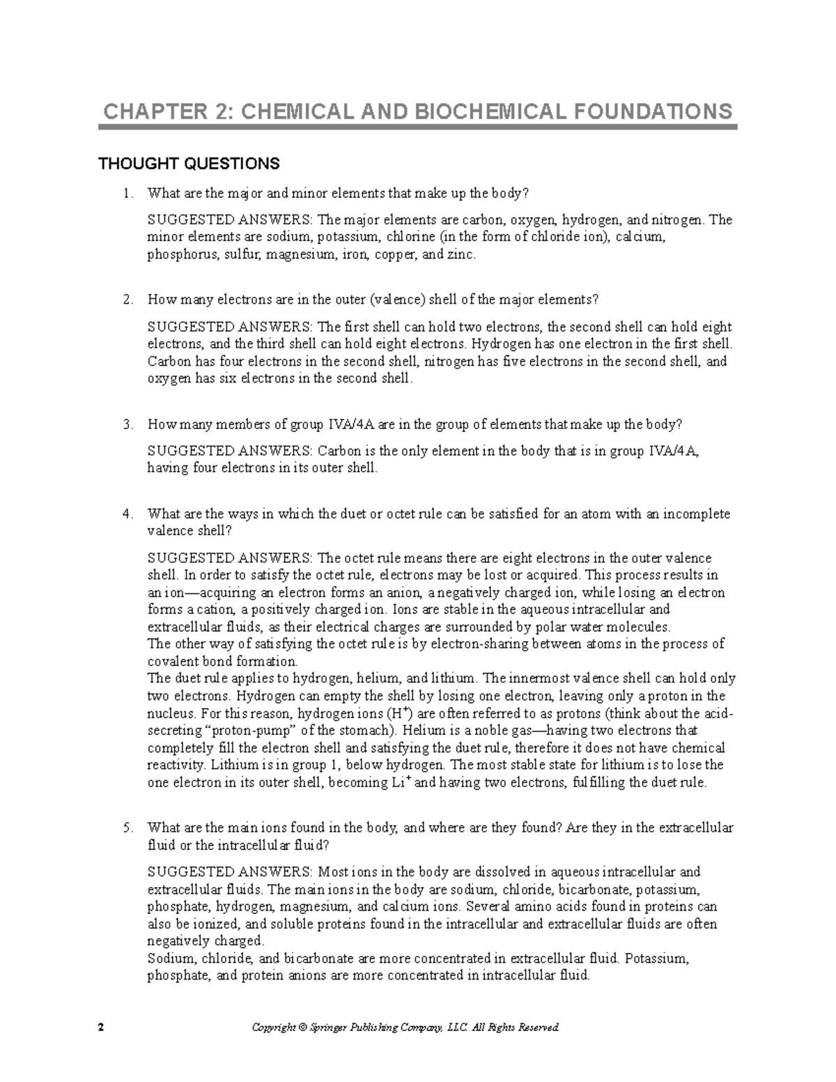 ch02- CHEMICAL AND BIOCHEMICAL FOUNDATIONS - CHAPTER 2: CHEMICAL AND ...