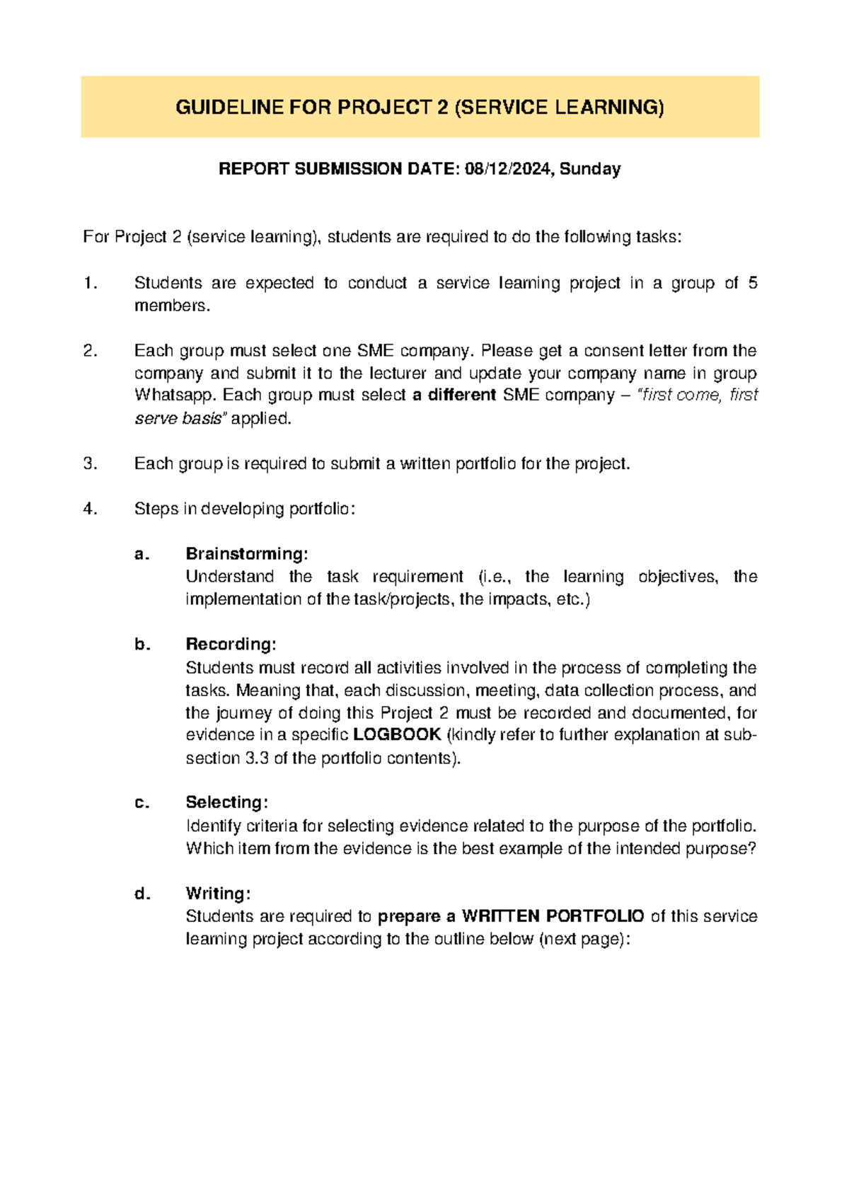 A241 BKAM3023 Guidelines for Project 2-Service Learning - GUIDELINE FOR ...