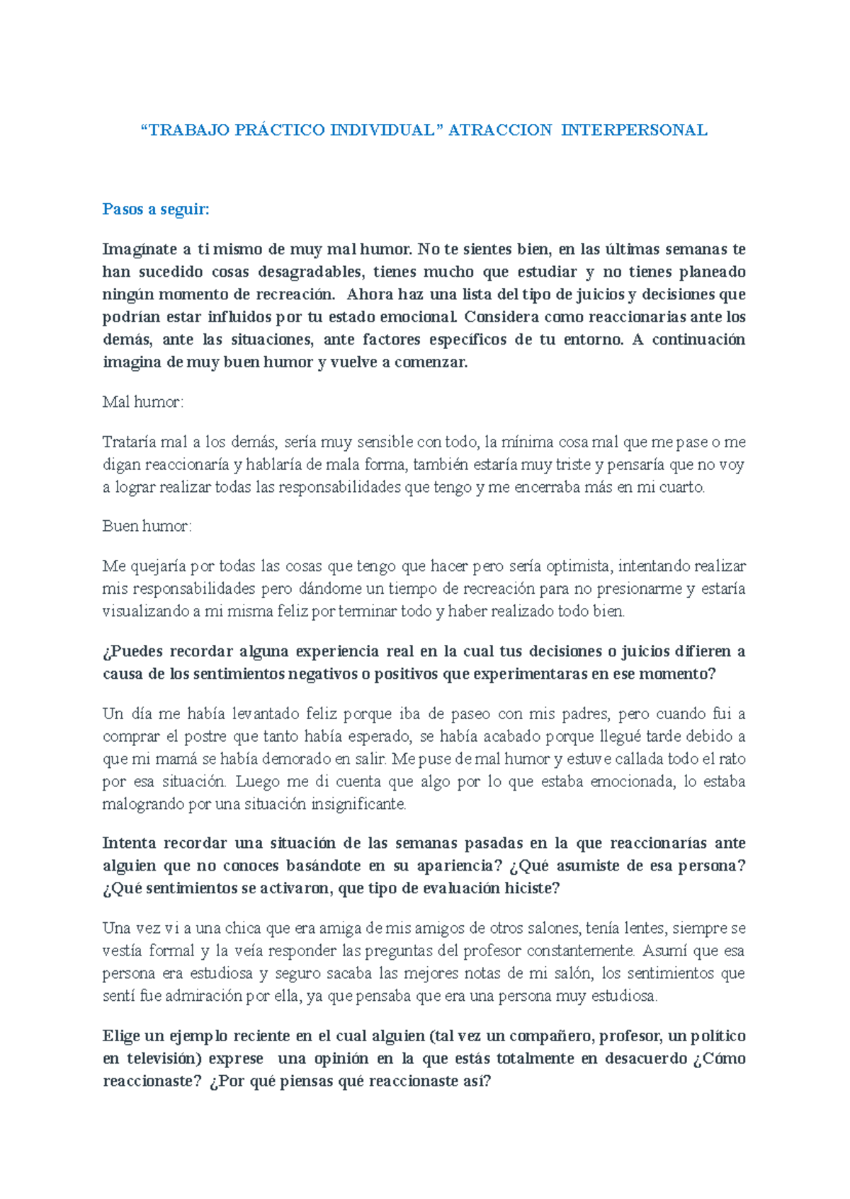 Trabajo PRÁ Ctico Individual” Atraccion Interpersonal - “TRABAJO ...