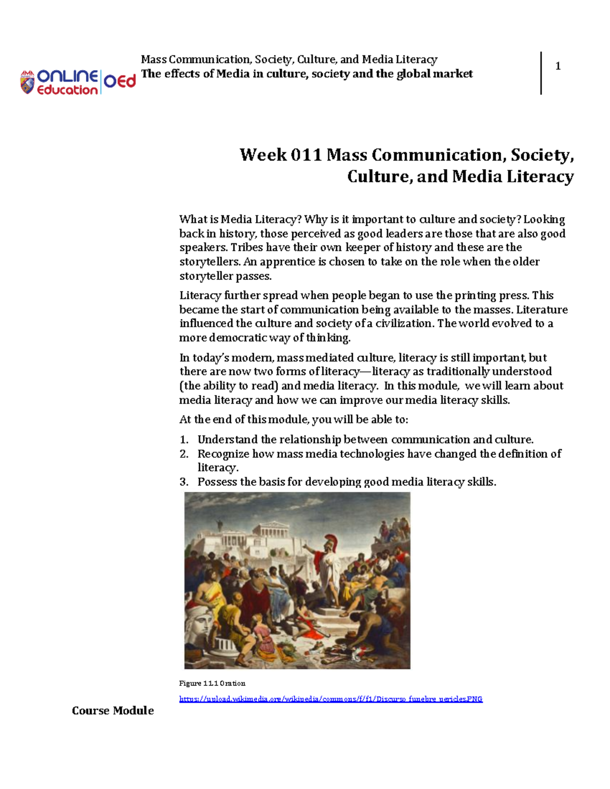 Week 11 - Mass Communication, Society, Culture, and Media Literacy ...