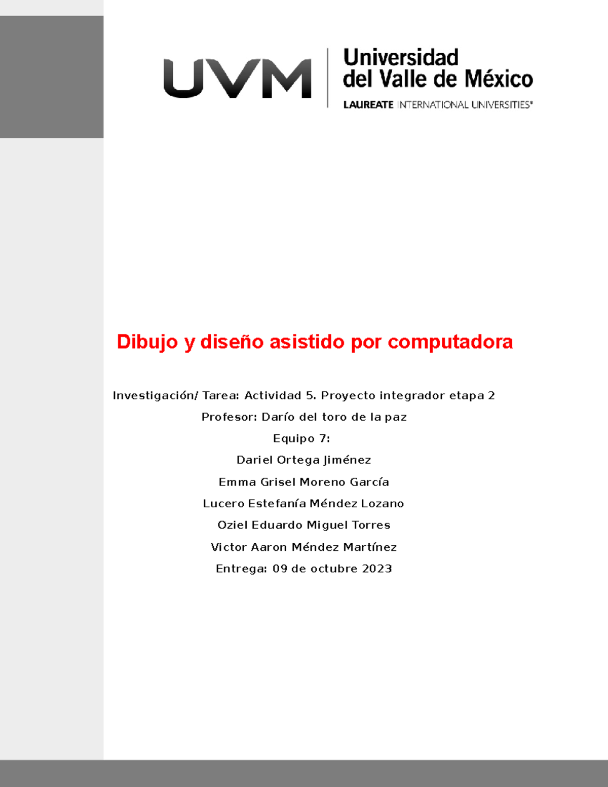 Actividad 5 proyecto integrador etapa 2 - Dibujo y diseño asistido por ...