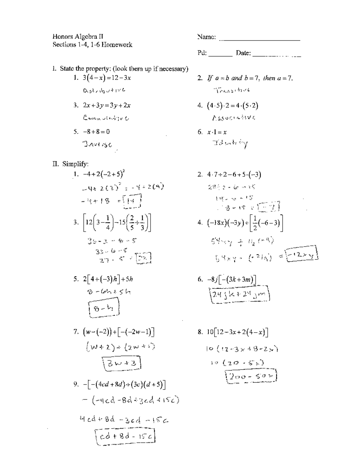 1 - Unit 1 of Algebra 2 Honors at Langley High School FCPS - Studocu