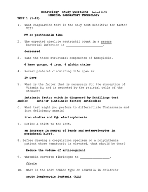 Urinalysis and Body Fluid Study Guide Fall 2023 - Urinalysis and Body Fluid MLT Clinical Study ...