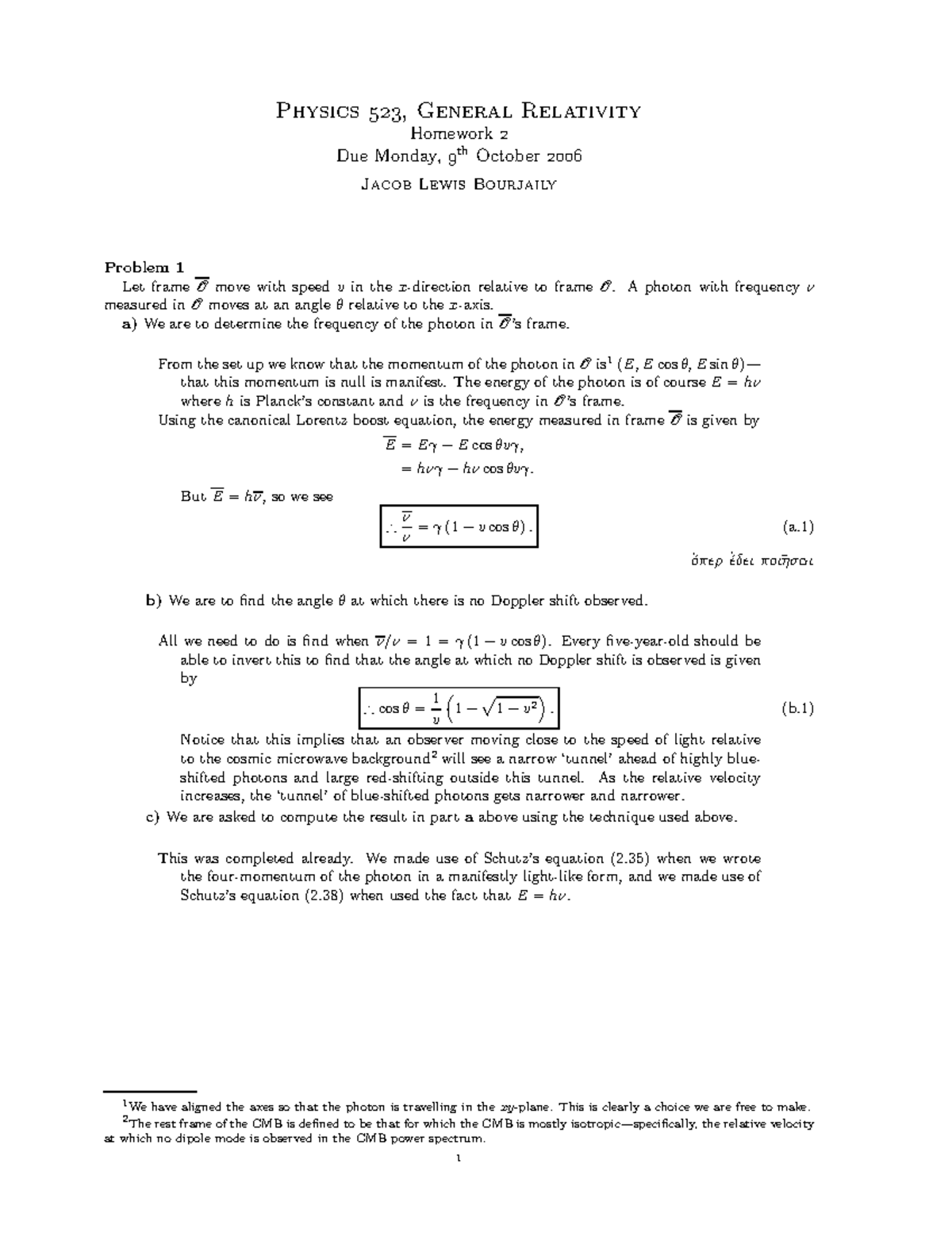 Homework 2 - Lecture notes 4 - Physics , General Relativity Homework ...