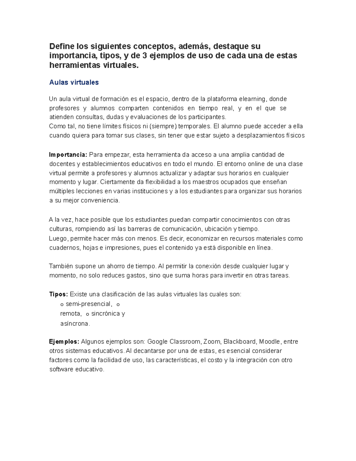 Definir - Define los siguientes conceptos, además, destaque su ...