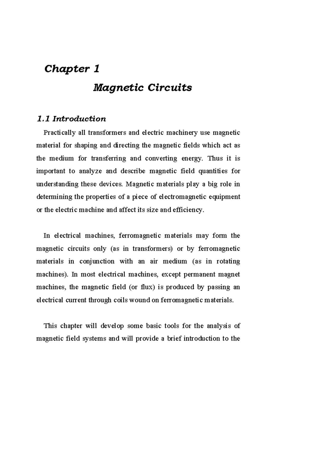 Magnetic Circuits - Machines & Drives - Chapter 1 Magnetic Circuits 1 ...