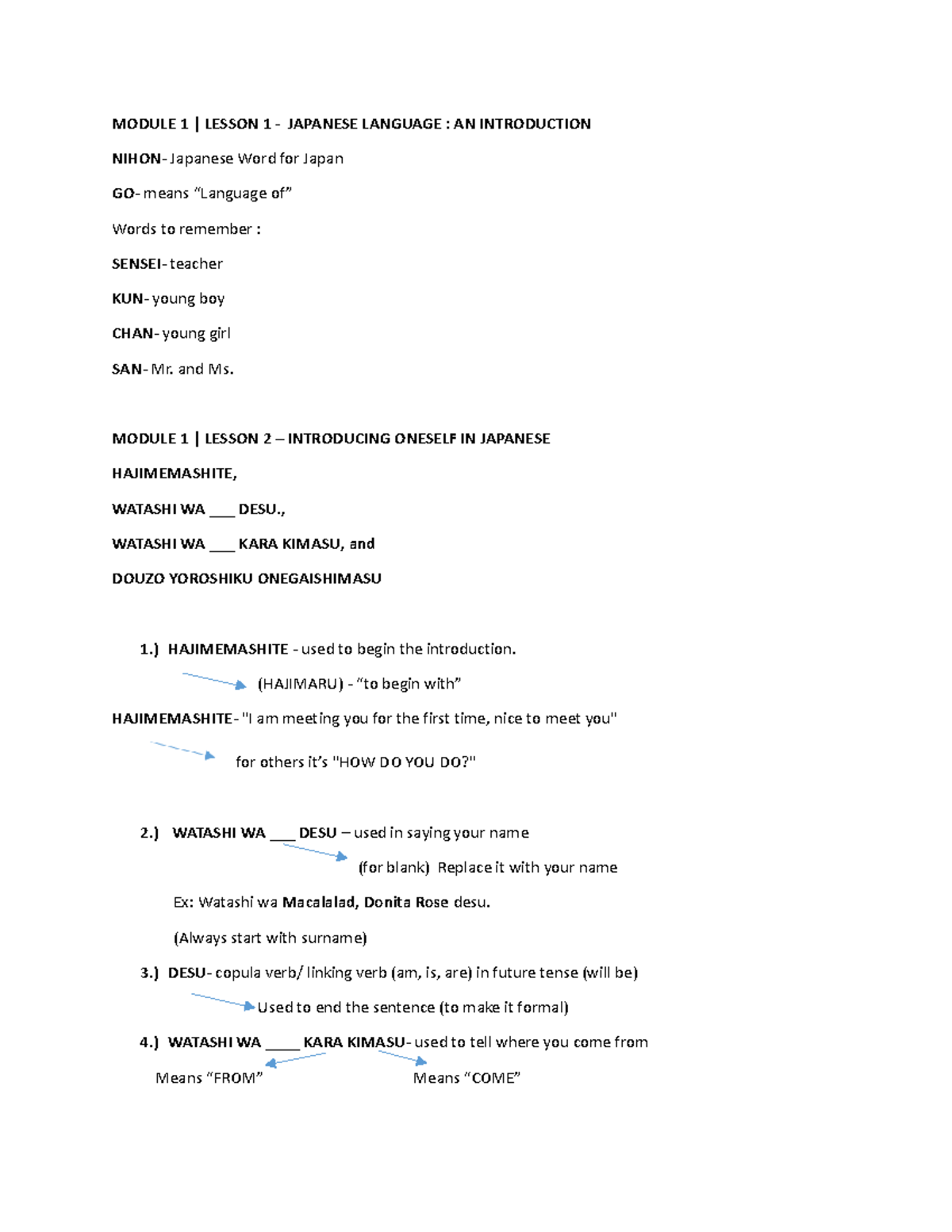 Lesson 1-3 FLANG NIHONGGO - MODULE 1 | LESSON 1 - JAPANESE LANGUAGE ...