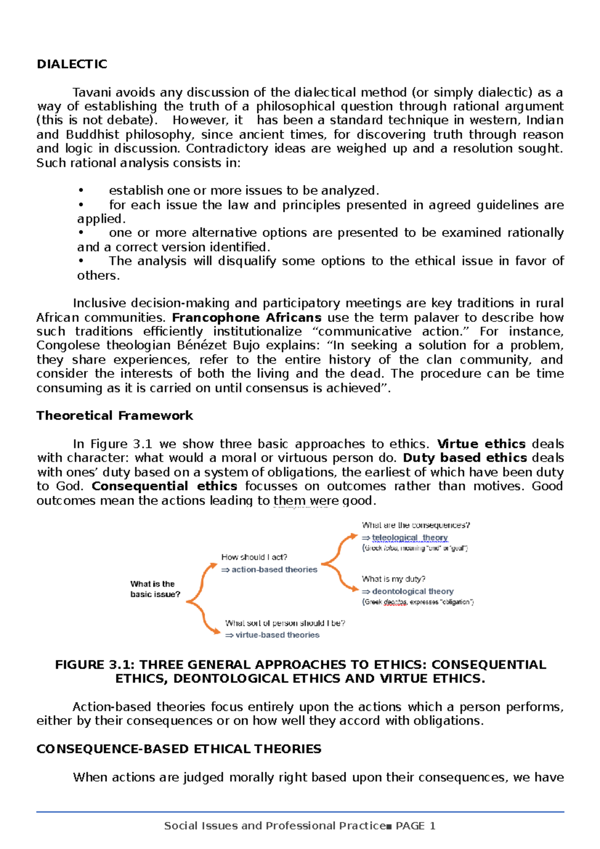 Social Issues and Professional Practice Lesson 2 - DIALECTIC Tavani ...