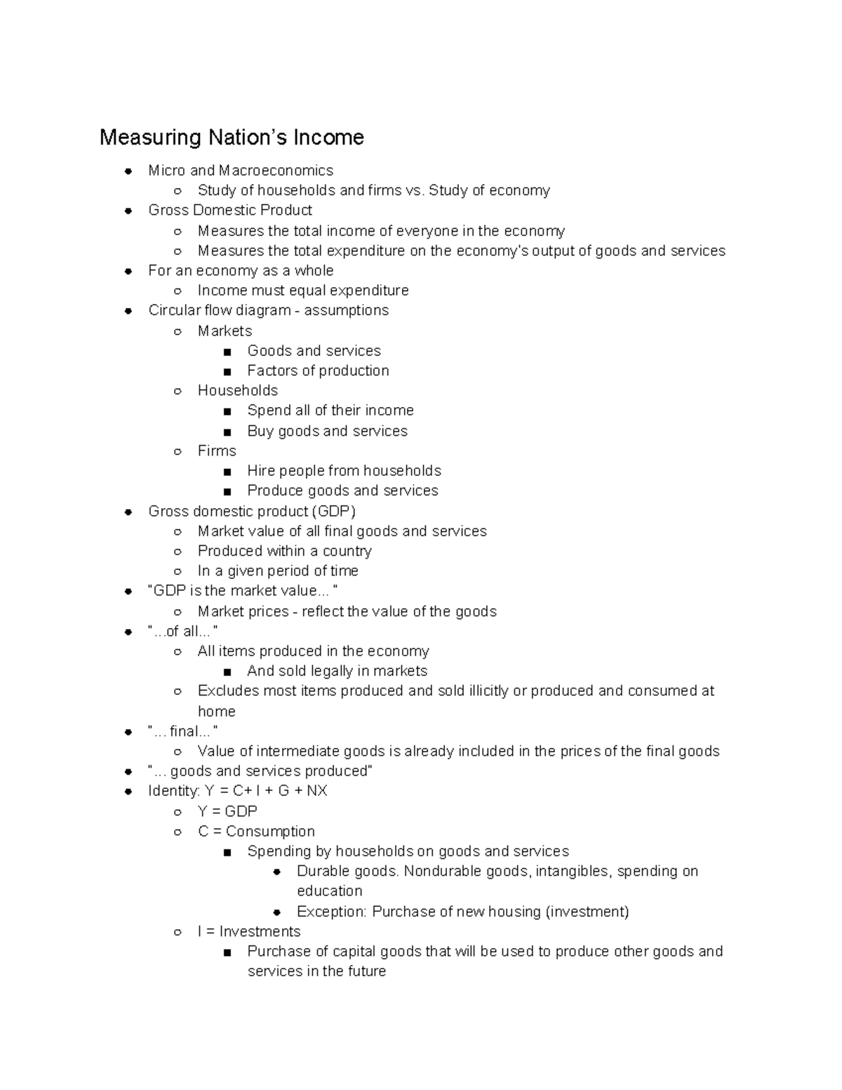 ECON 201 Chapter 10 - Measuring Nation’s Income Micro and ...
