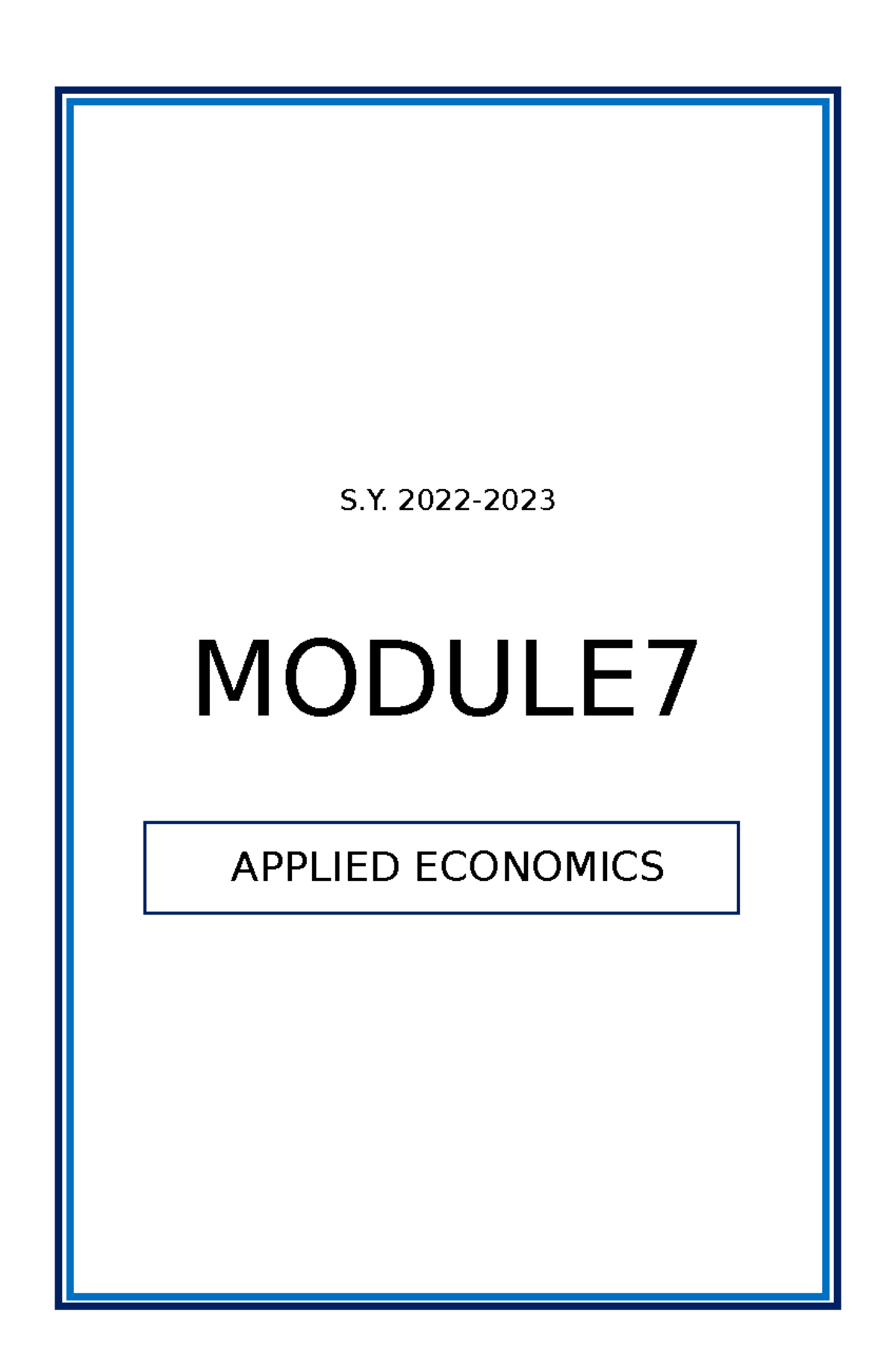 SHS Applied Economics 7 - S. 2022- MODULE APPLIED ECONOMICS APPLICATION ...