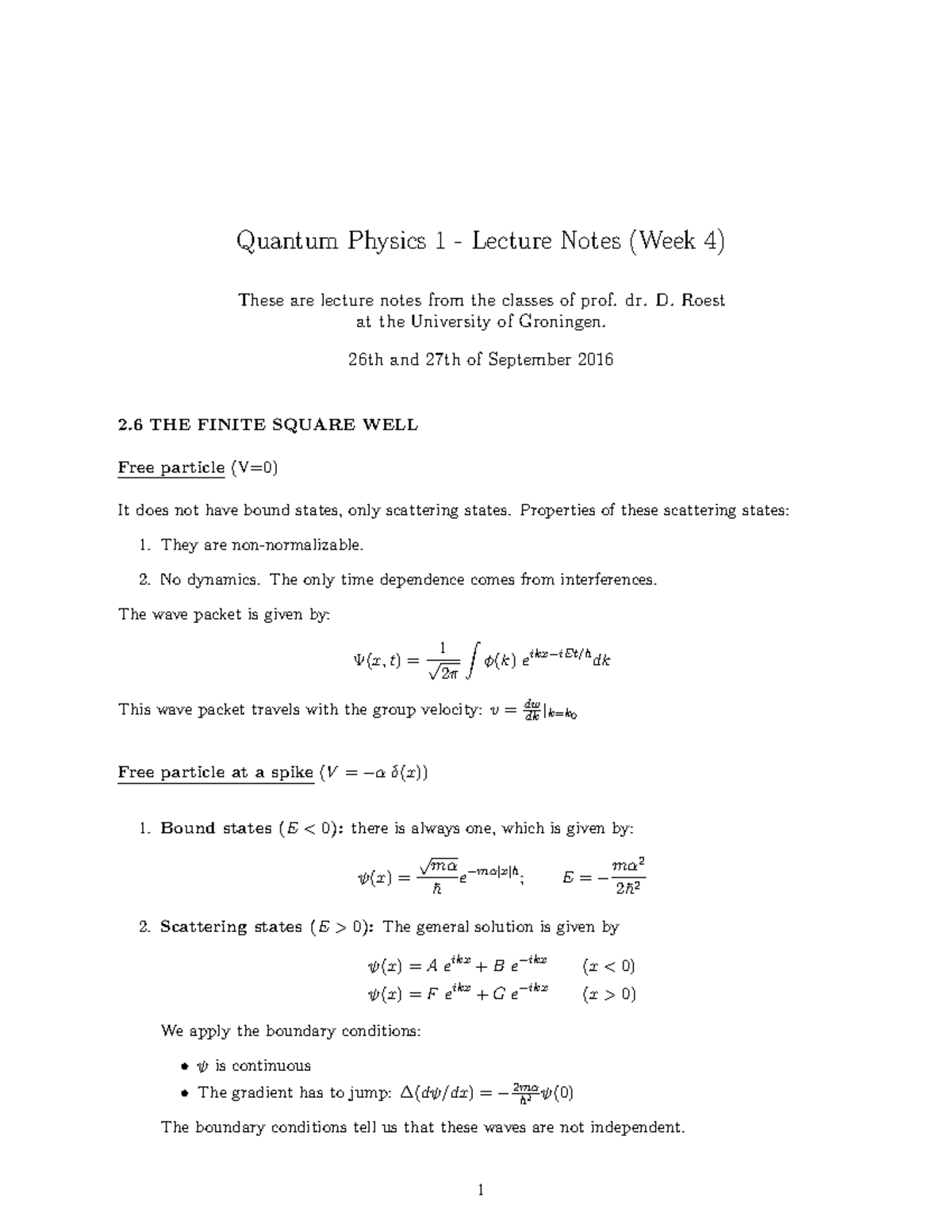 Quantum Physics 1 Lecture Week4 - Quantum Physics 1 - Lecture Notes ...