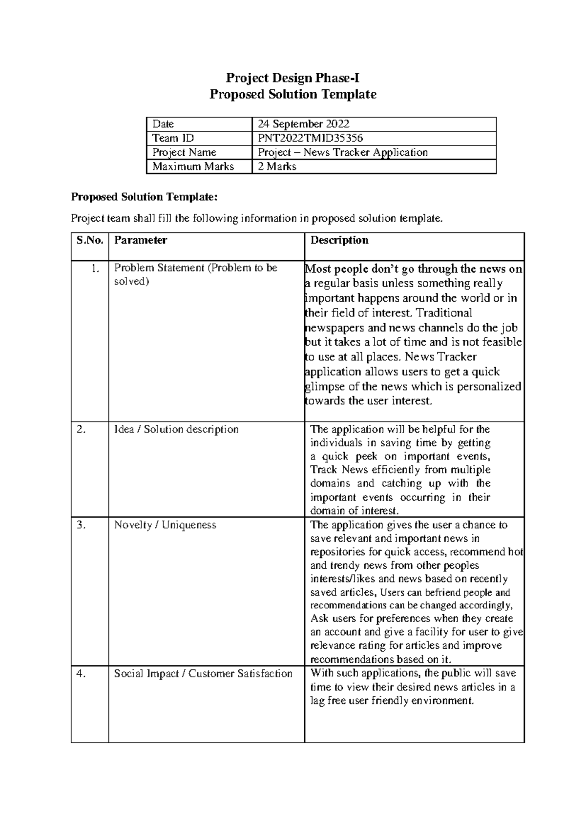 Proposed Solution - lecture notes - Project Design Phase-I Proposed ...