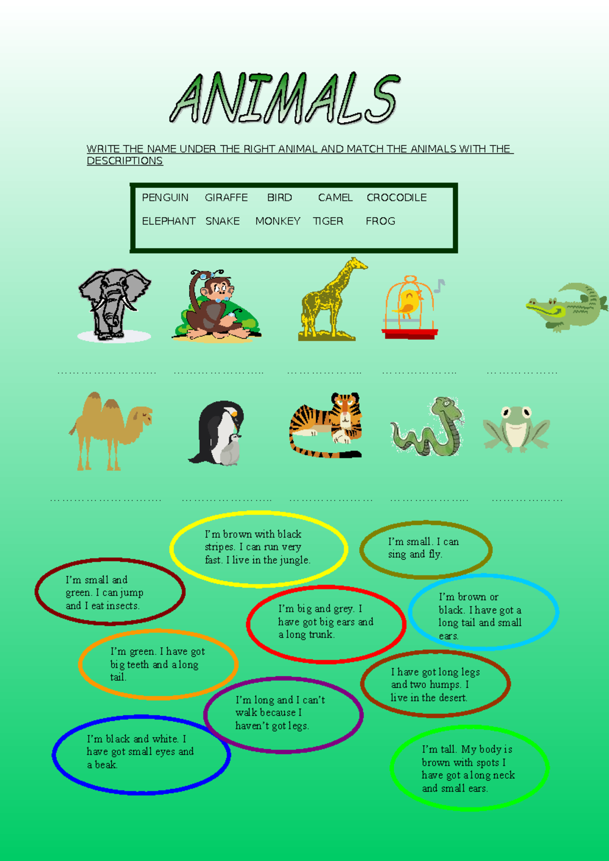 Lesson 2 animals-fun-activities-games - I’m brown or black. I have got ...