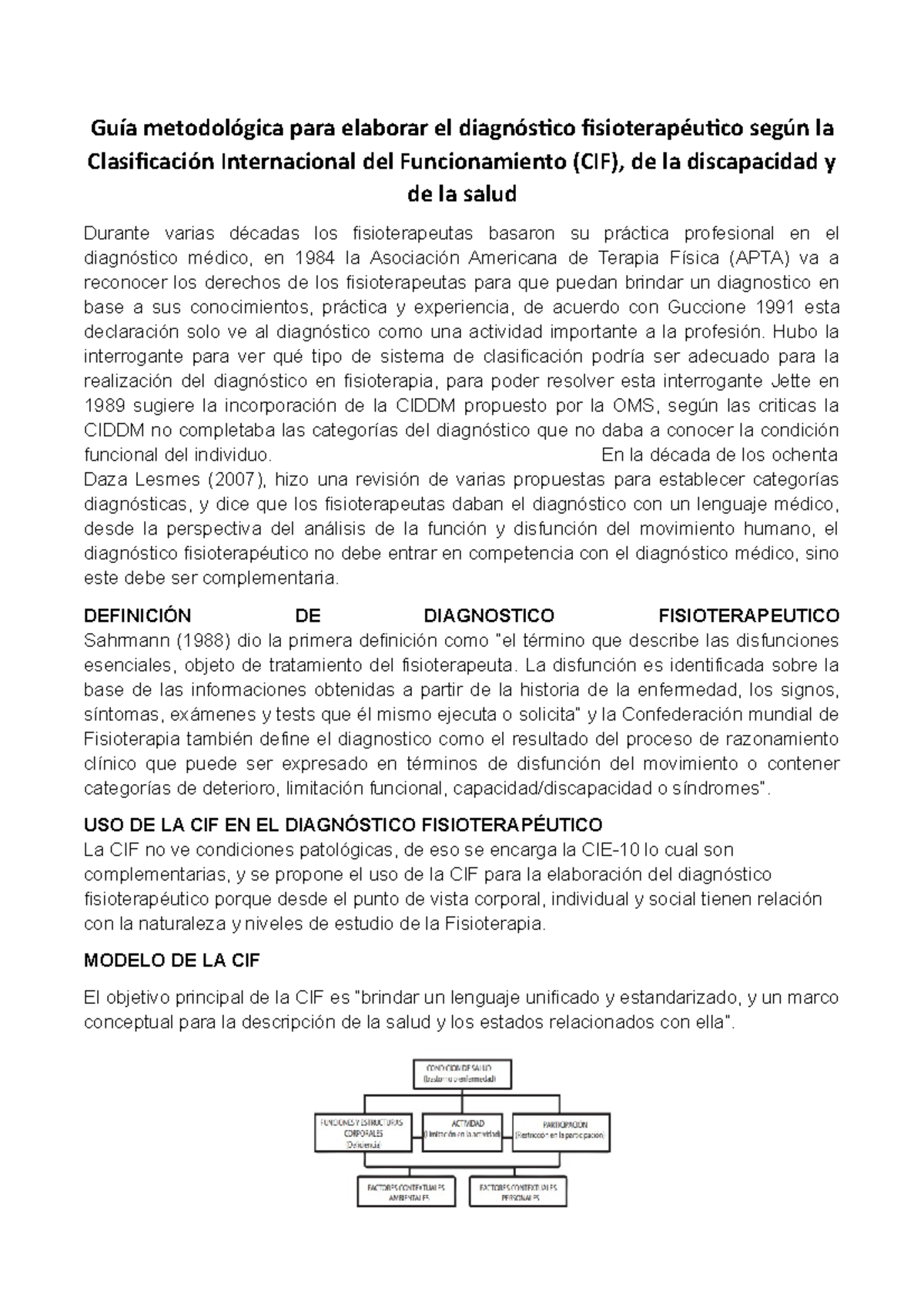 Cif resumen - cif fisioterapia - Guía metodológica para elaborar el ...
