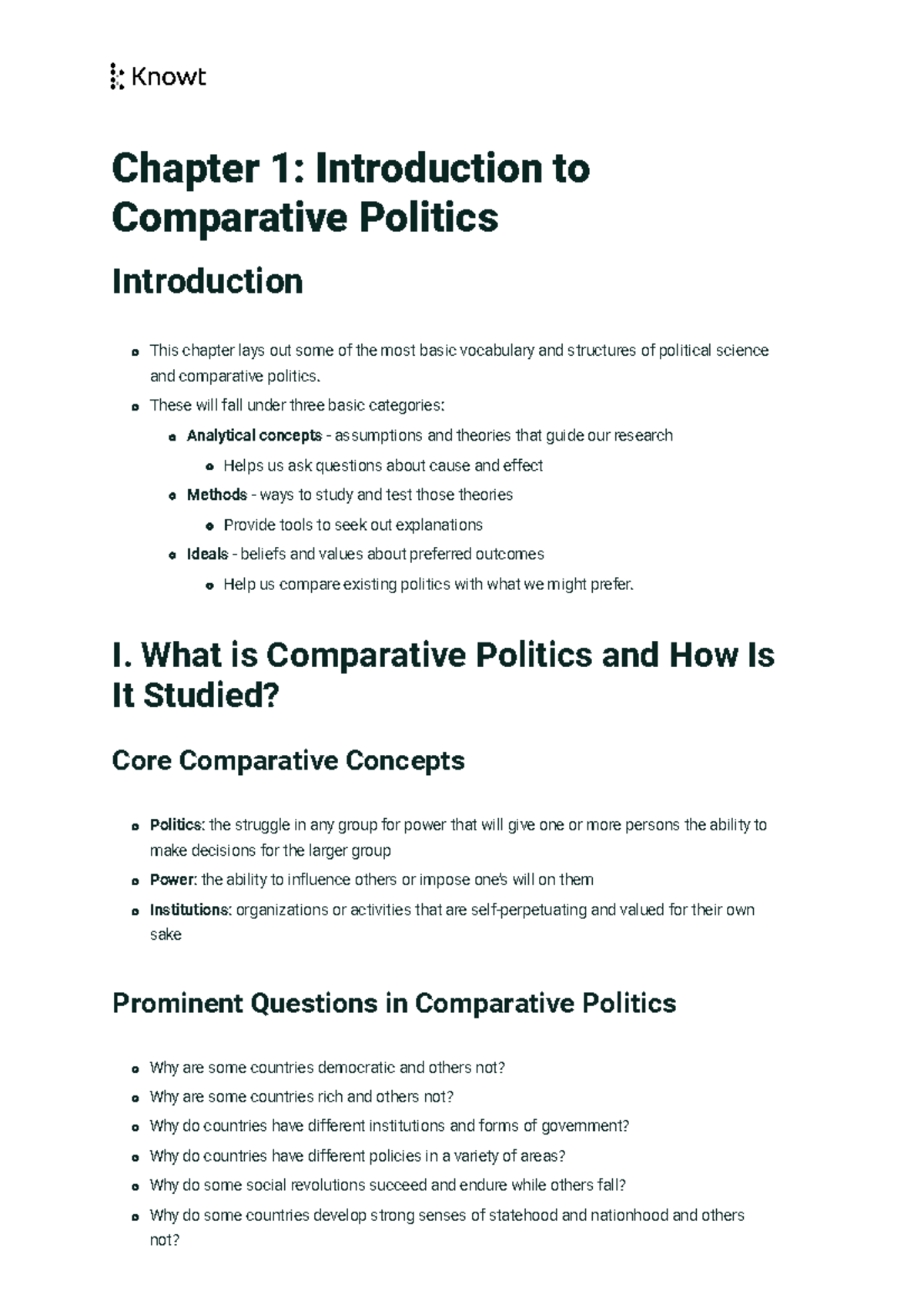 Chapter 1 Introduction to Comparative Politics Notes Knowt - Chapter 1 ...