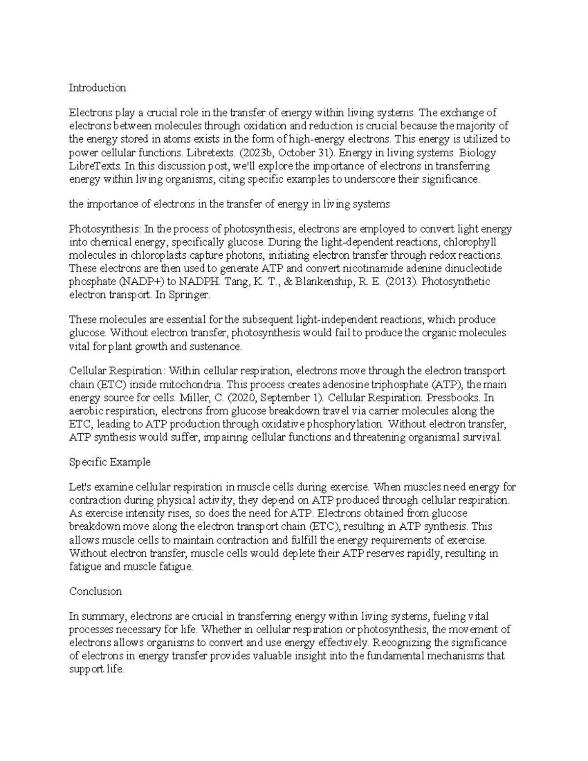 BIOL 1301 discussion forum unit 3 - Introduction Electrons play a ...