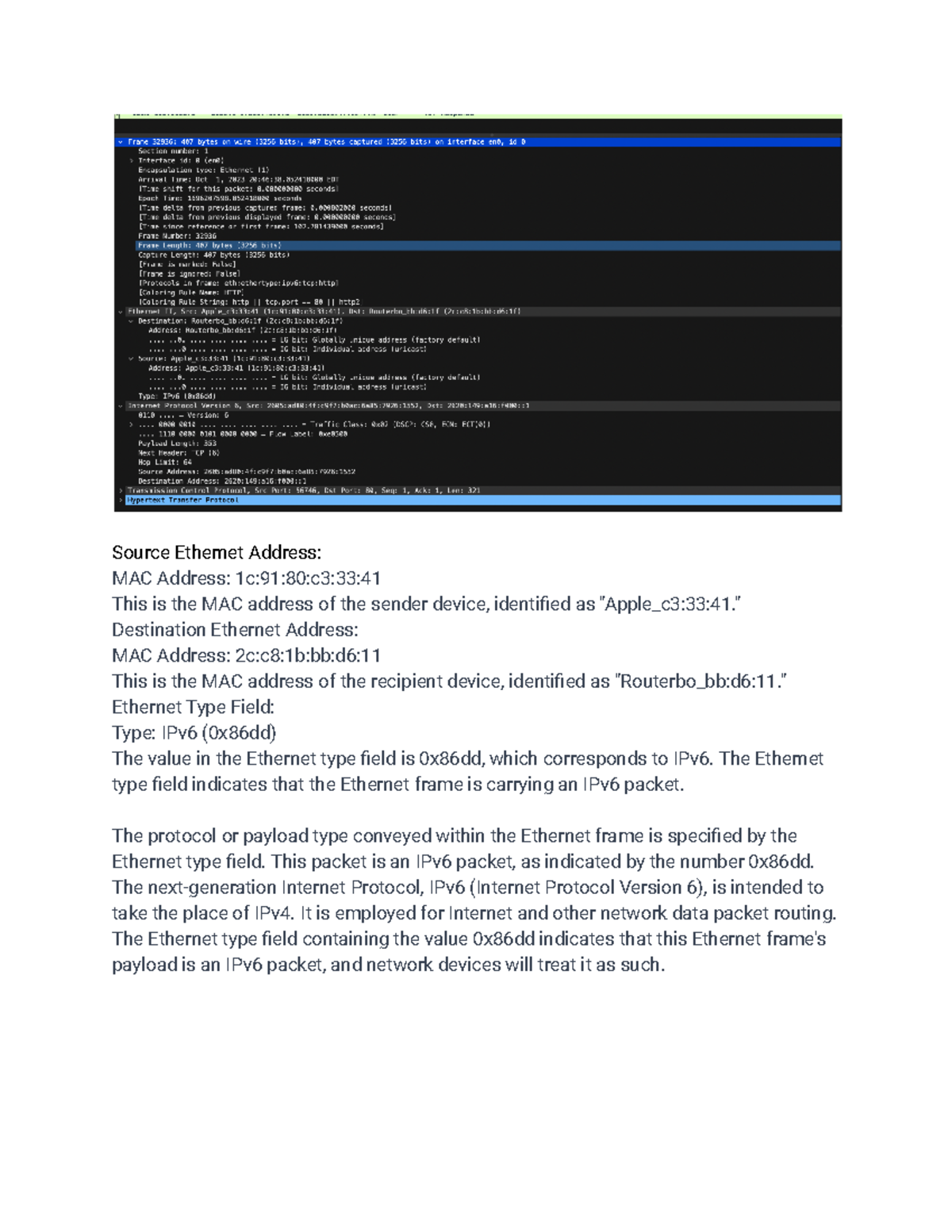 Lab 3 - S305 - Lab - Source Ethernet Address: MAC Address: 1c:91:80:c3 ...