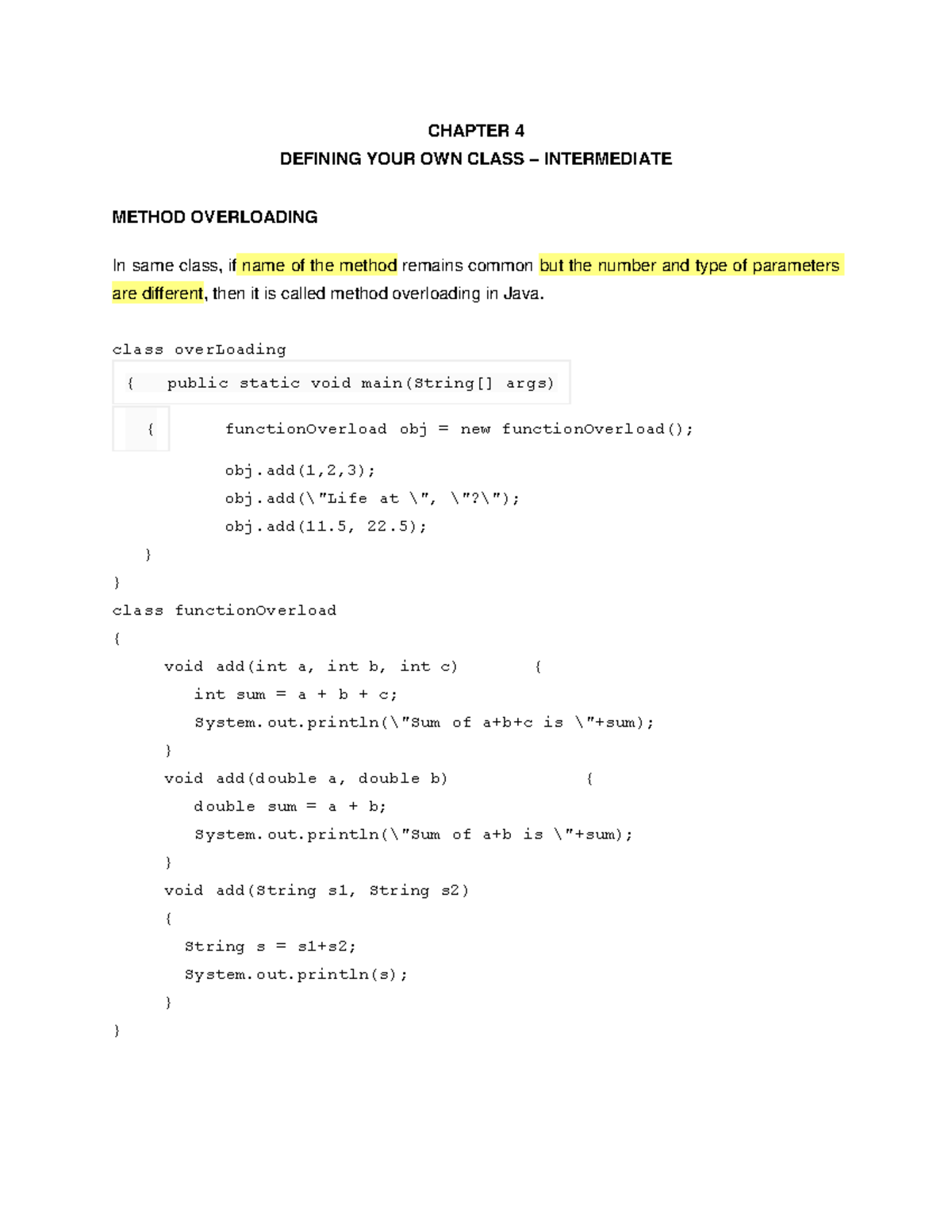 Chapter 4 class intermediate(pdf) - CHAPTER 4 DEFINING YOUR OWN CLASS ...