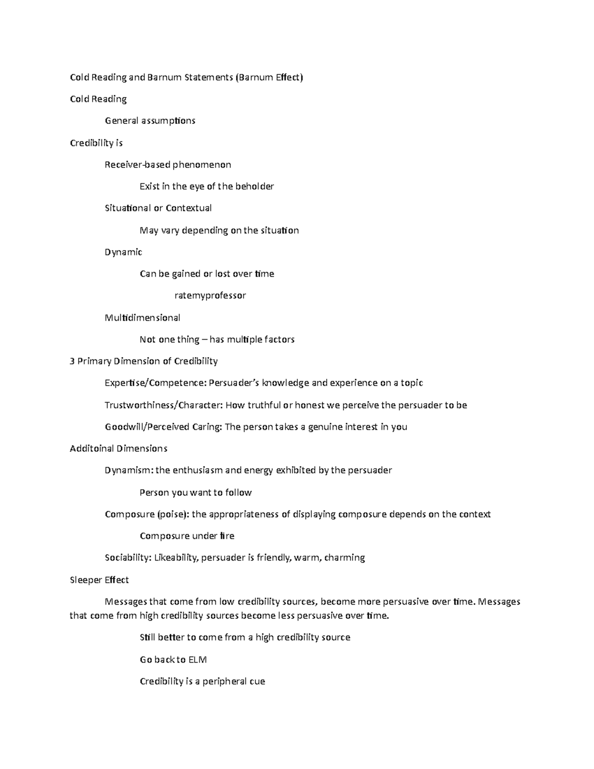 Feb 18 - notes - Cold Reading and Barnum Statements (Barnum Effect ...