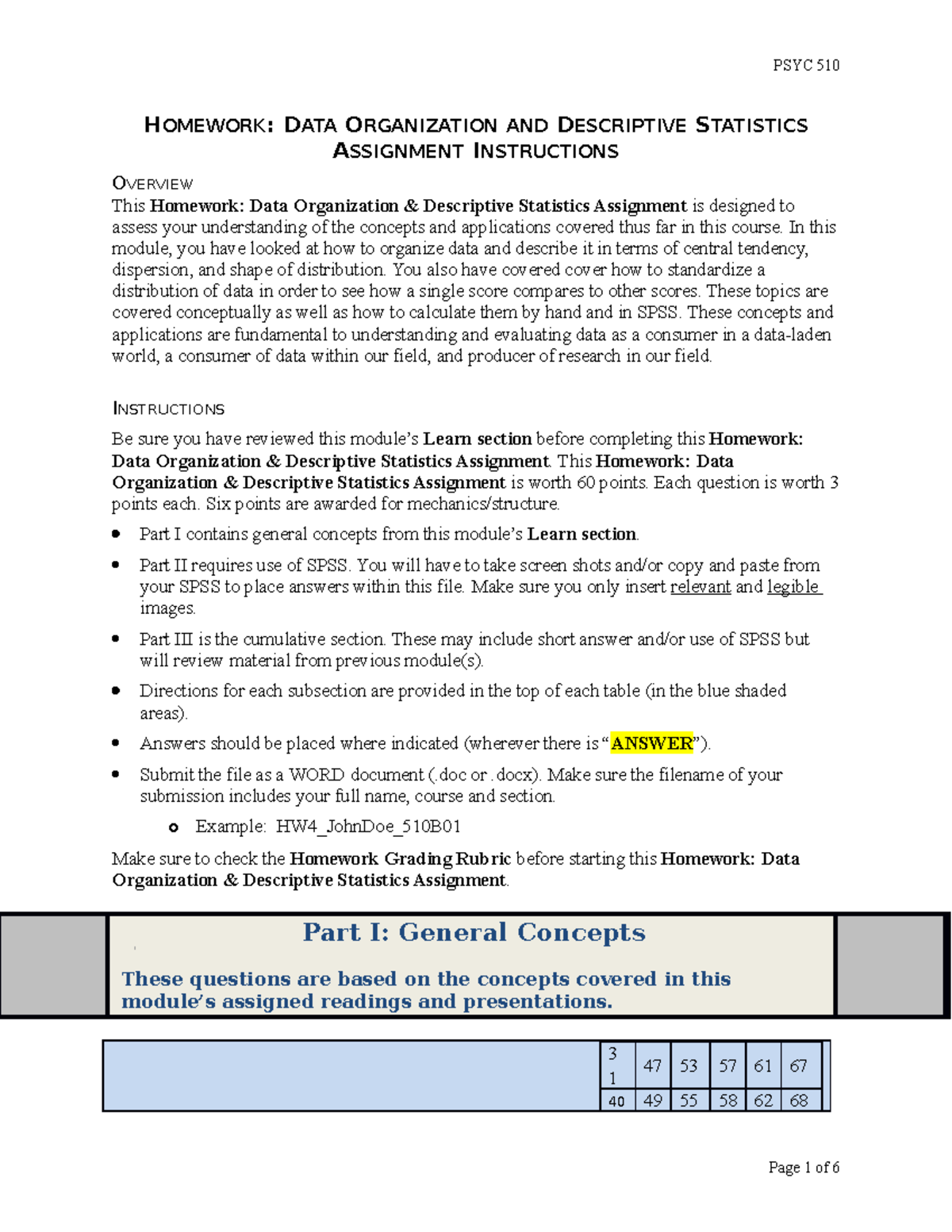 HW4 PSYC510_B04_202340 - HOMEWORK: DATA ORGANIZATION AND DESCRIPTIVE STATISTICS ASSIGNMENT - Studocu